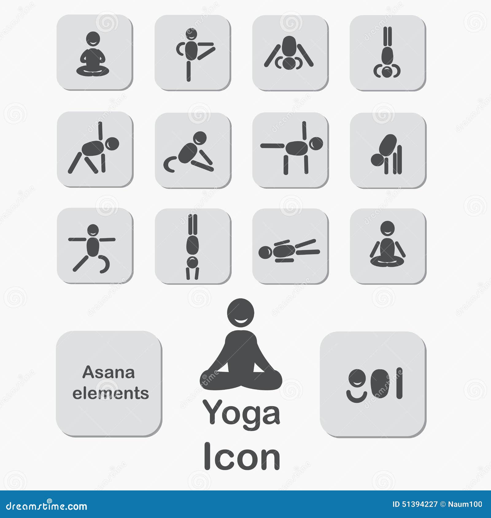Set of Icons. Poses Yoga Asanas. Vector. Stock Vector - Illustration of ...