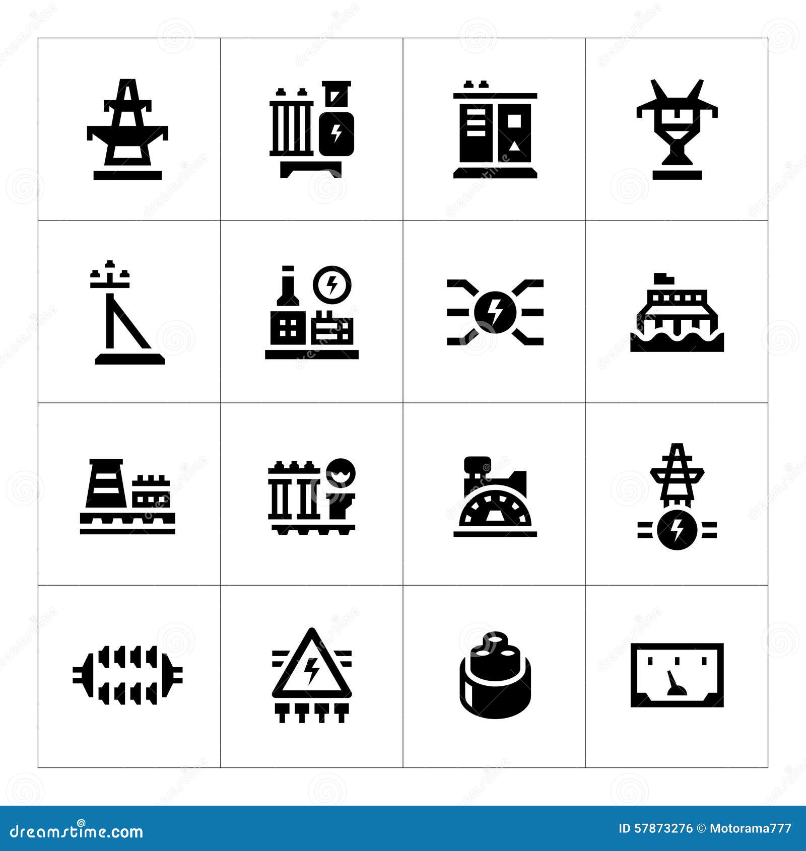 Set Icons of Power Industry Stock Vector - Illustration of electric ...