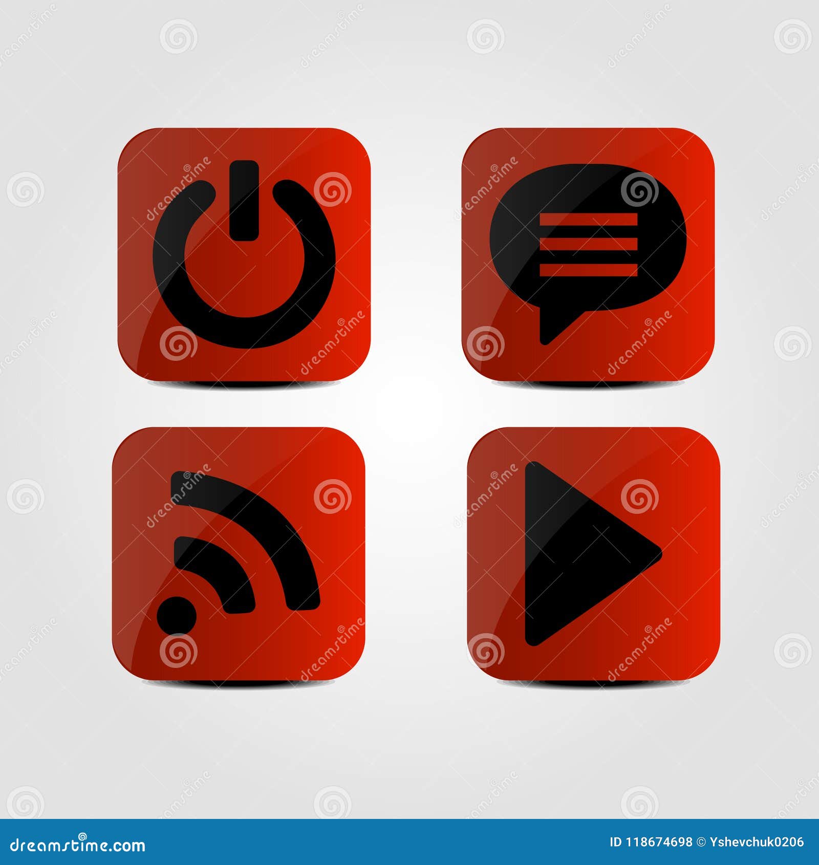 Set of Icons - Power, Multimedia, WIfi and Message Icons Stock Vector ...