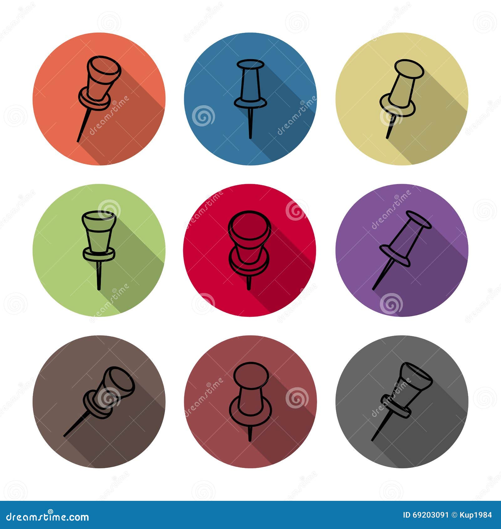Set of Icons Pushpins, Vector Illustration. Stock Vector - Illustration ...
