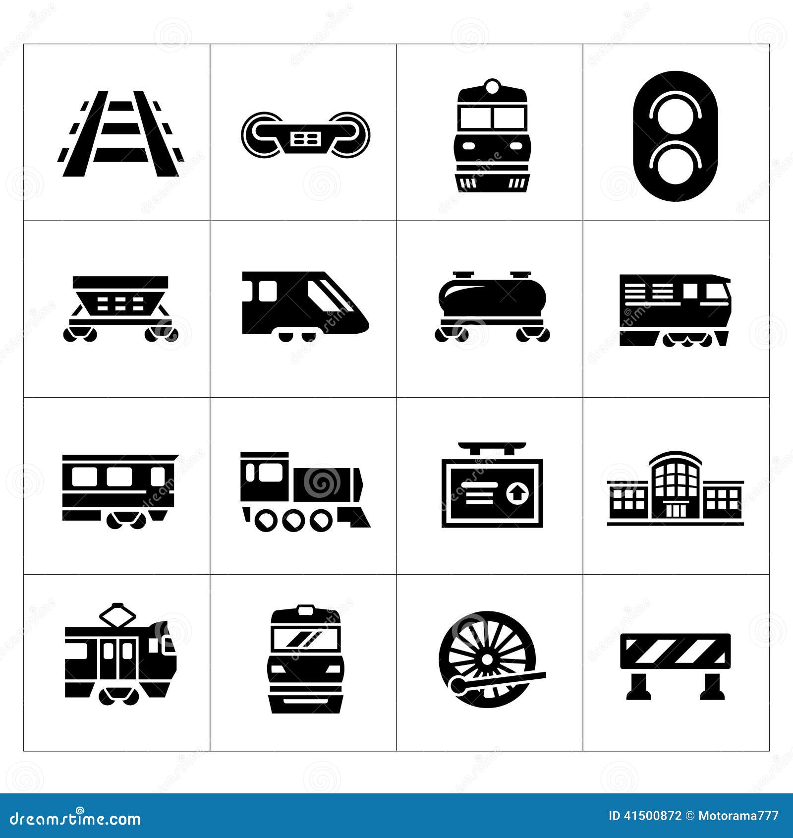 Set Icons of Railroad and Train Stock Vector - Illustration of ...