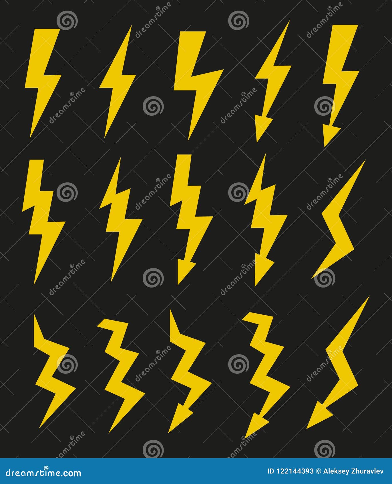 Yellow Lightning Black Background
