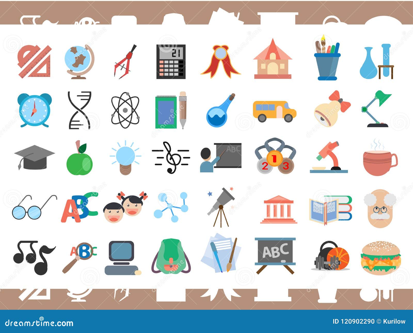 Set of Icons for School and Student Theme Stock Vector - Illustration ...