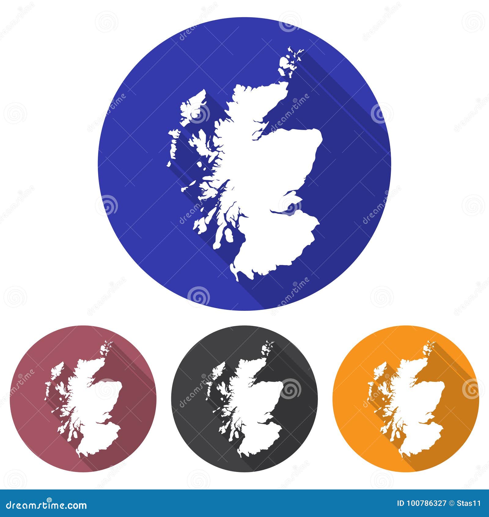 Set of Icons Scotland Map in a Flat Design Stock Vector - Illustration ...