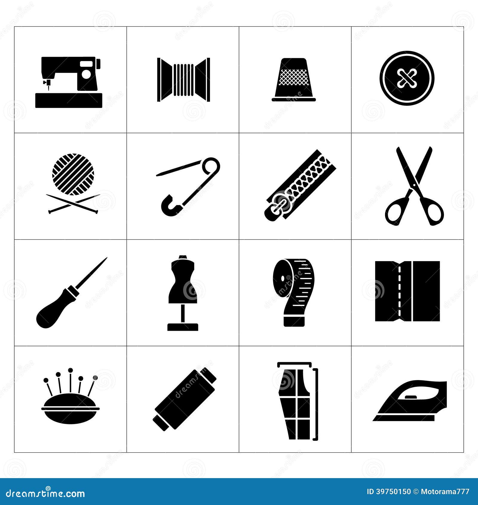 Set icons of sewing stock vector. Illustration of iron - 39750150