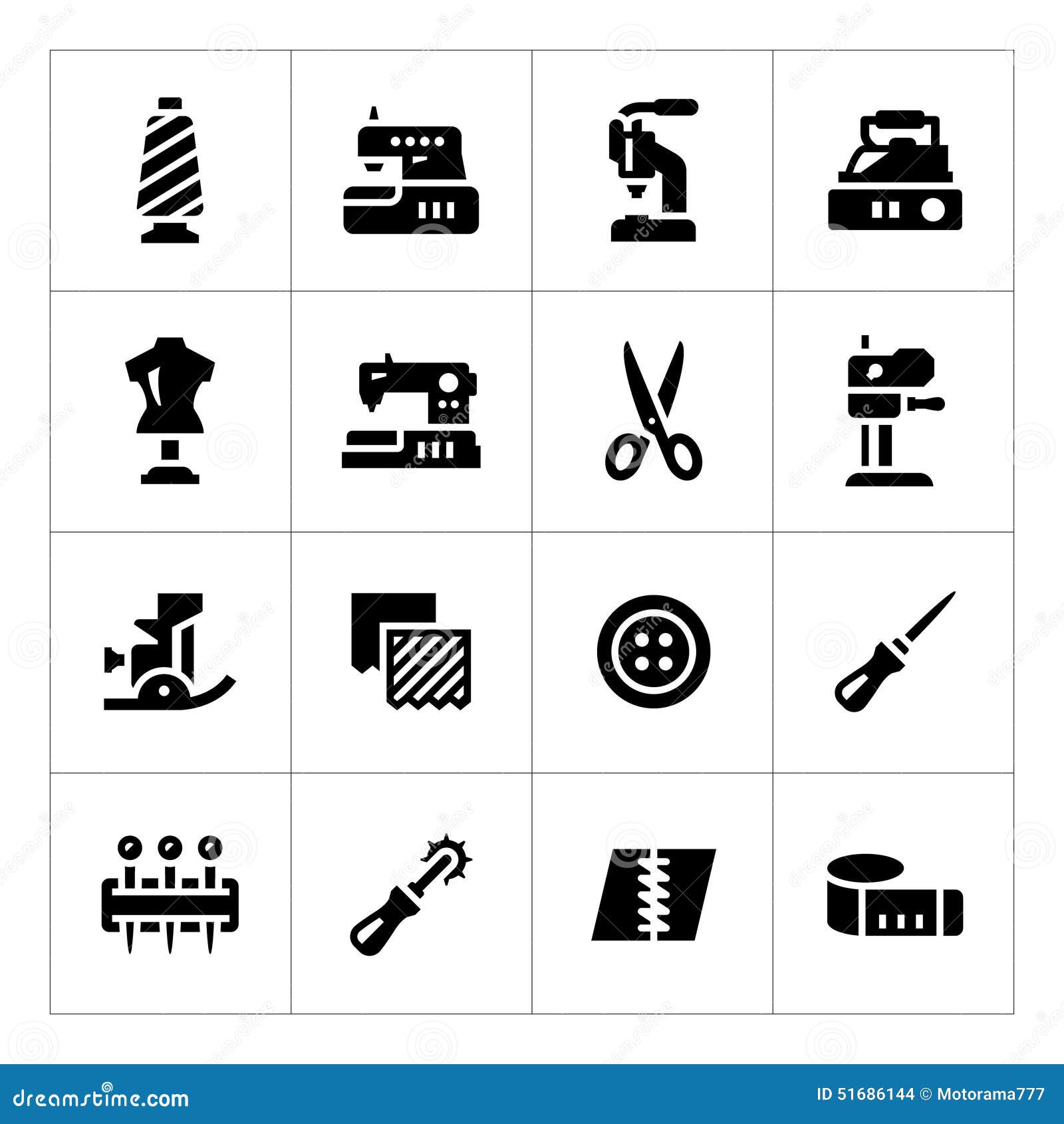 Set icons of sewing stock vector. Illustration of symbol - 51686144