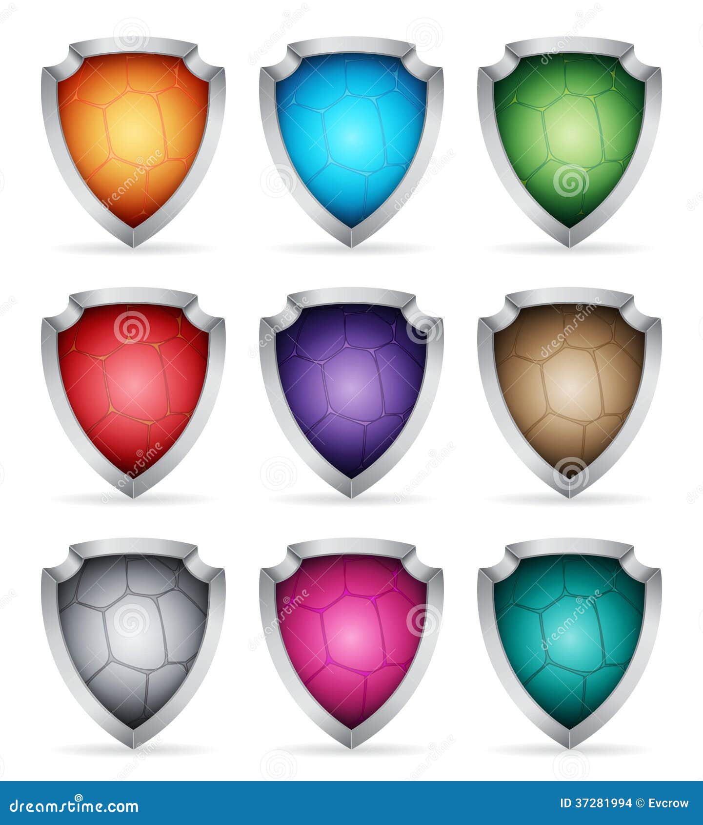 Set icons shield stock vector. Illustration of blue, icon - 37281994