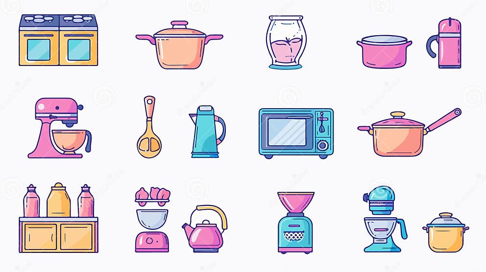 Modern Kitchen Tool Icon Set for Culinary Enthusiasts and Professional ...