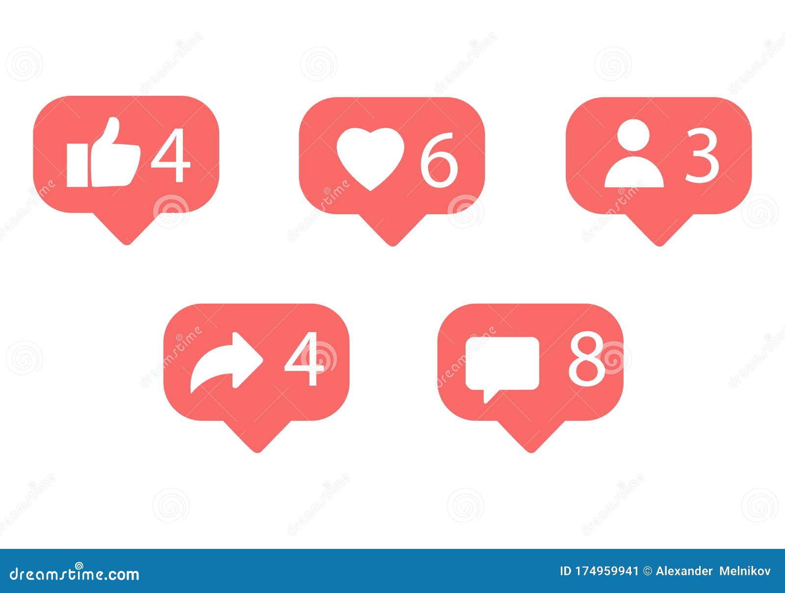 Set of Icons about Signs To Share, Message, Like. Vector Illustration ...