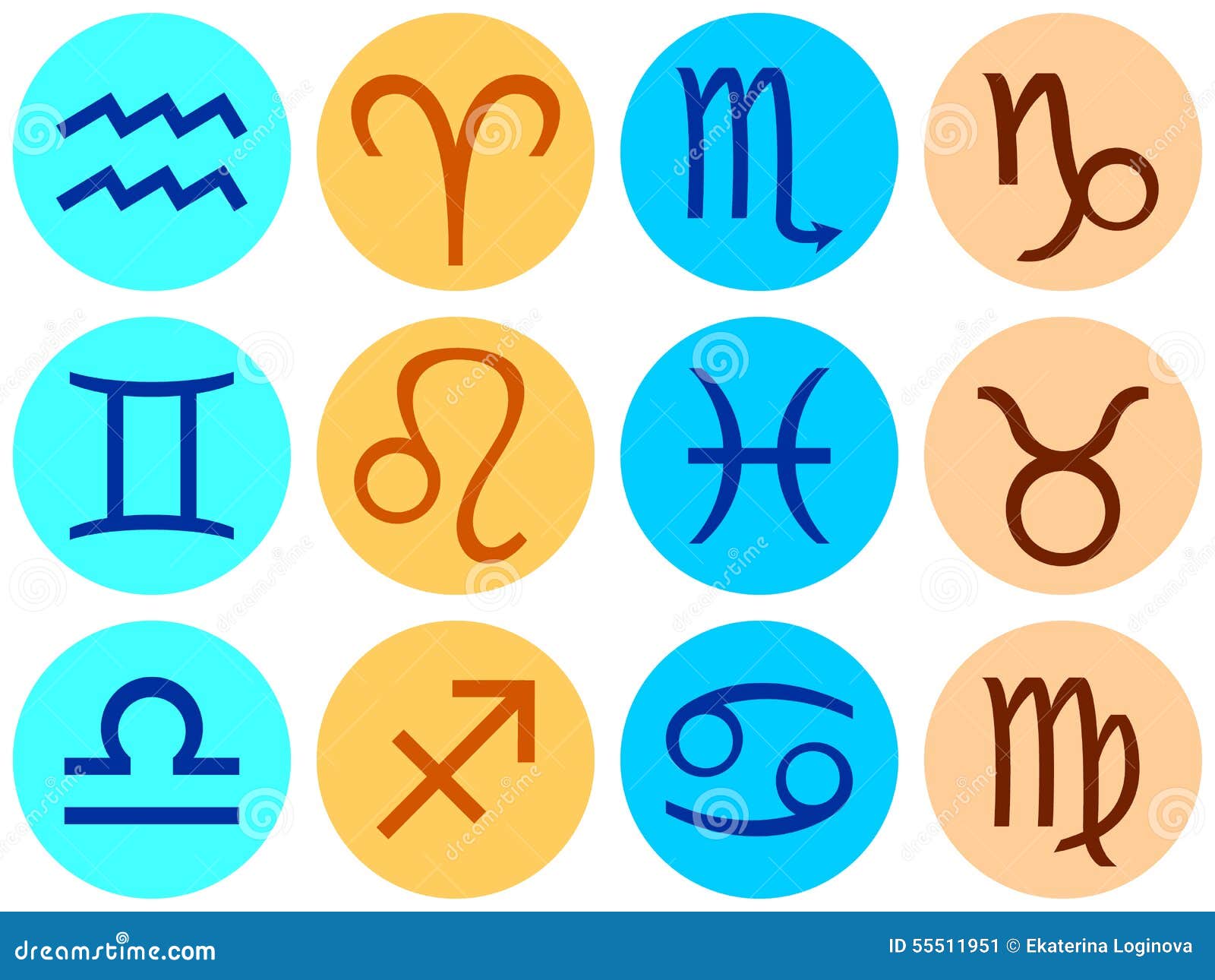 Set of Icons with Signs of the Zodiac. Stock Vector - Illustration of ...