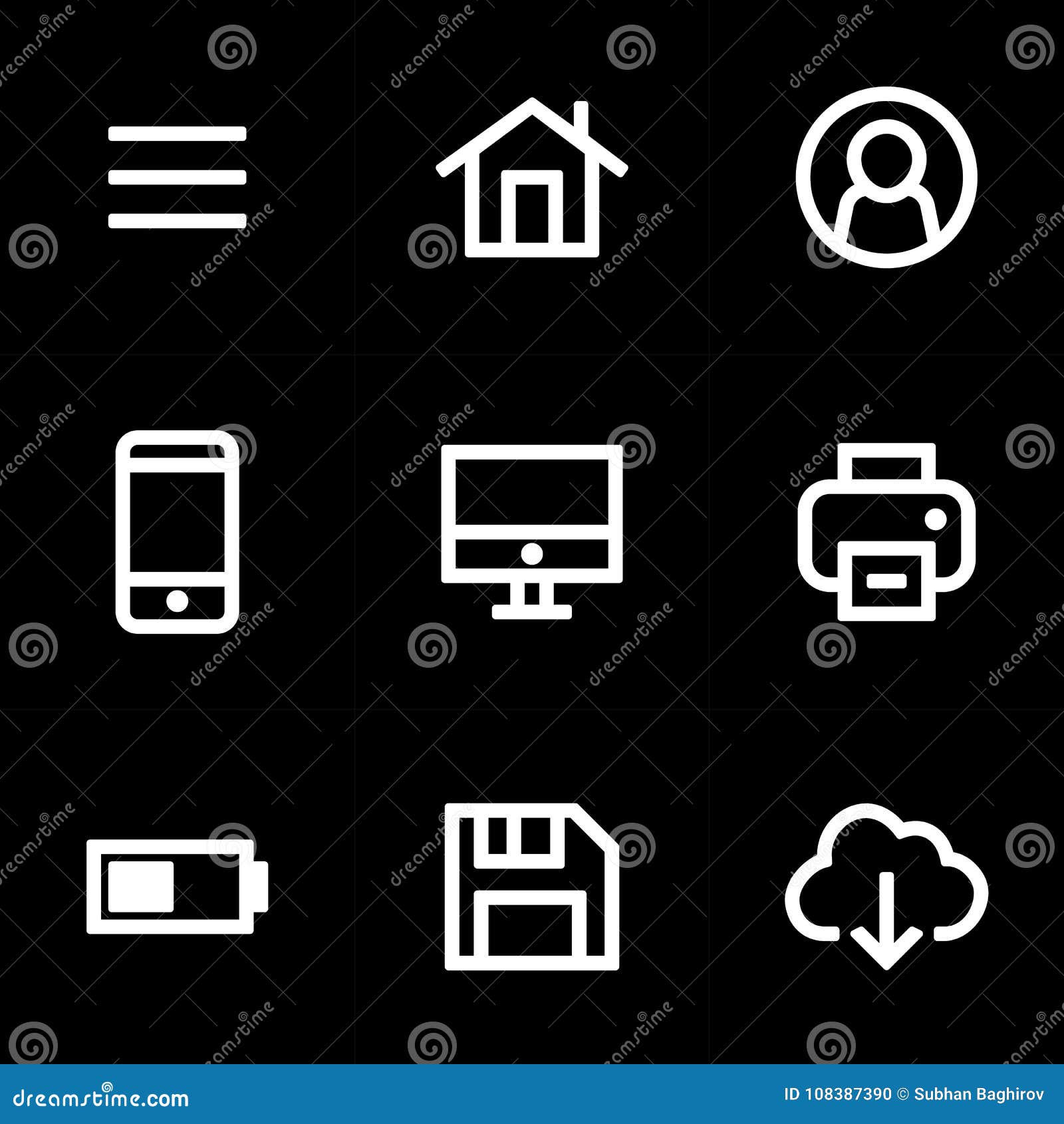 Set of Icons for Simple Flat Style Ui Design Stock Vector ...