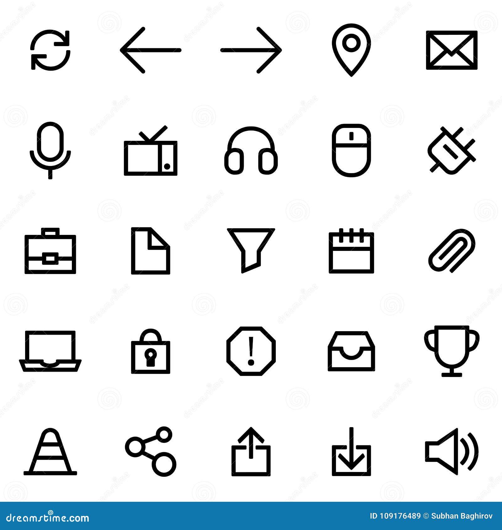 Set of Icons for Simple Flat Style Ui Design Stock Vector ...