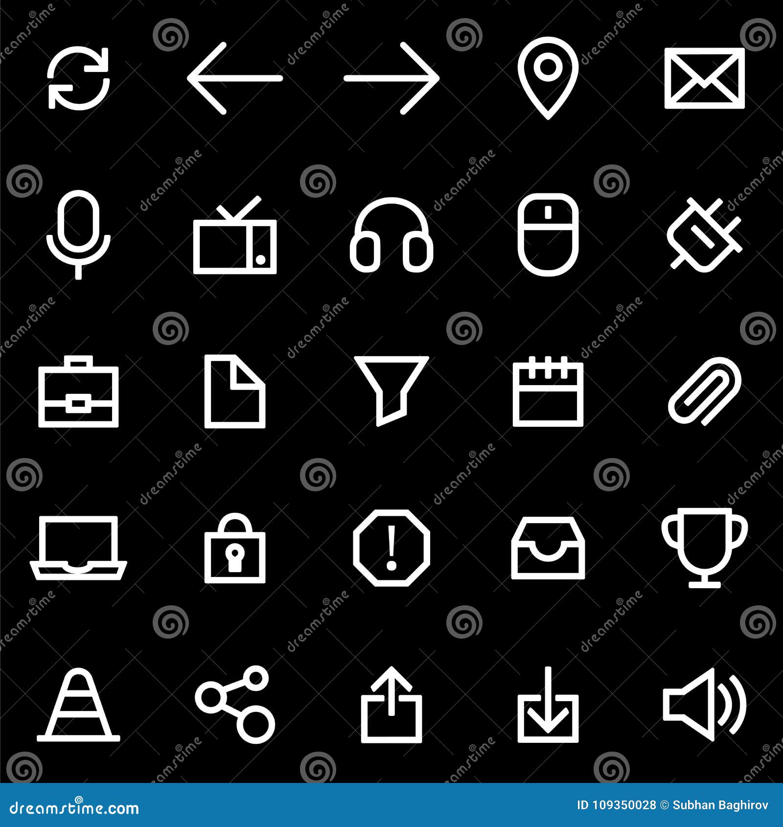 Set of Icons for Simple Flat Style Ui Design Stock Vector ...
