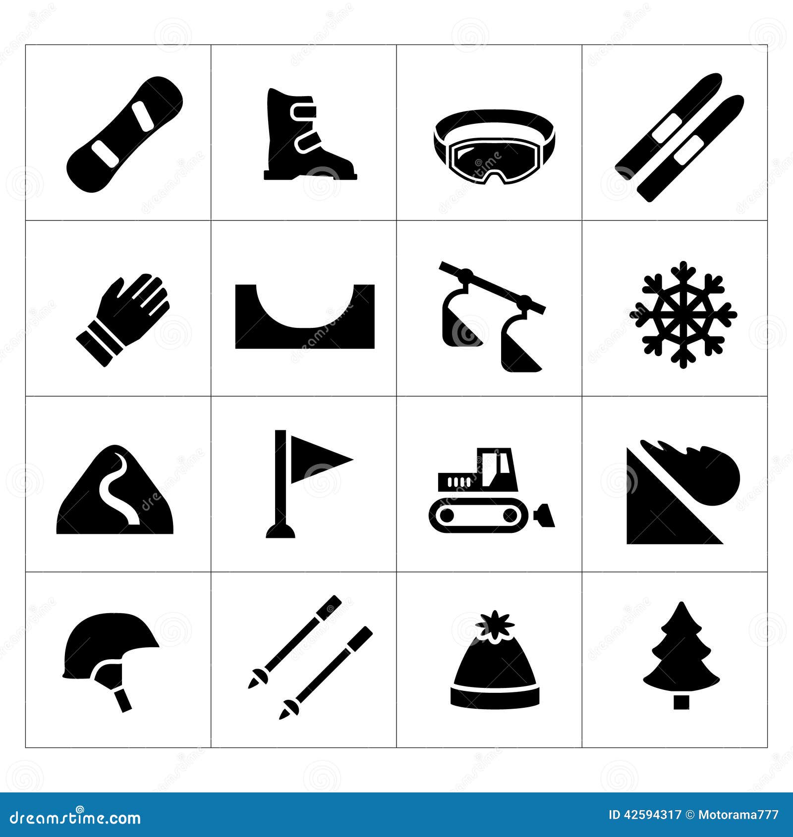 Set Icons of Skiing and Snowboarding Stock Vector - Illustration of ...