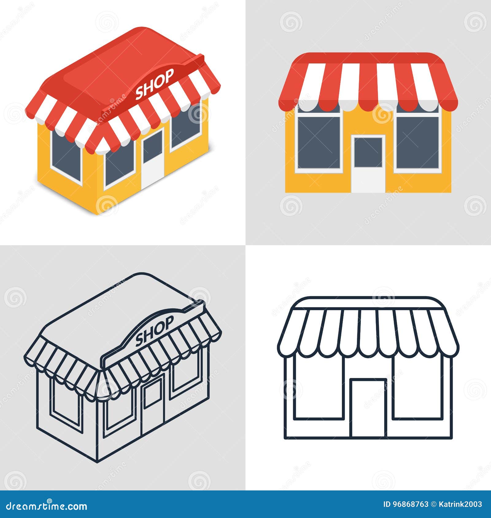 Set of Icons of a Small Shop Stock Vector - Illustration of ...