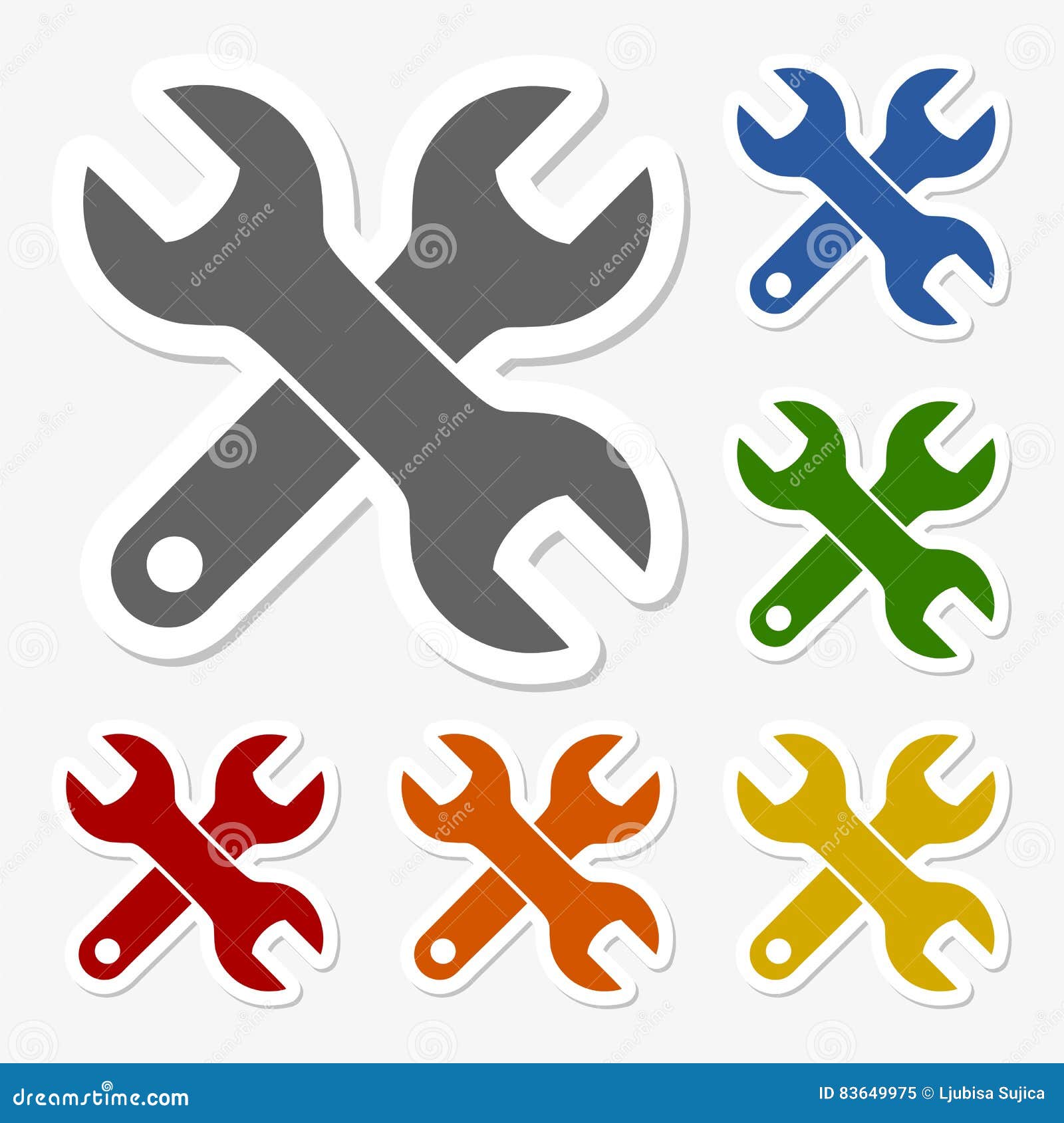 Set of Icons of Spanners Sticker Stock Vector - Illustration of pipe ...