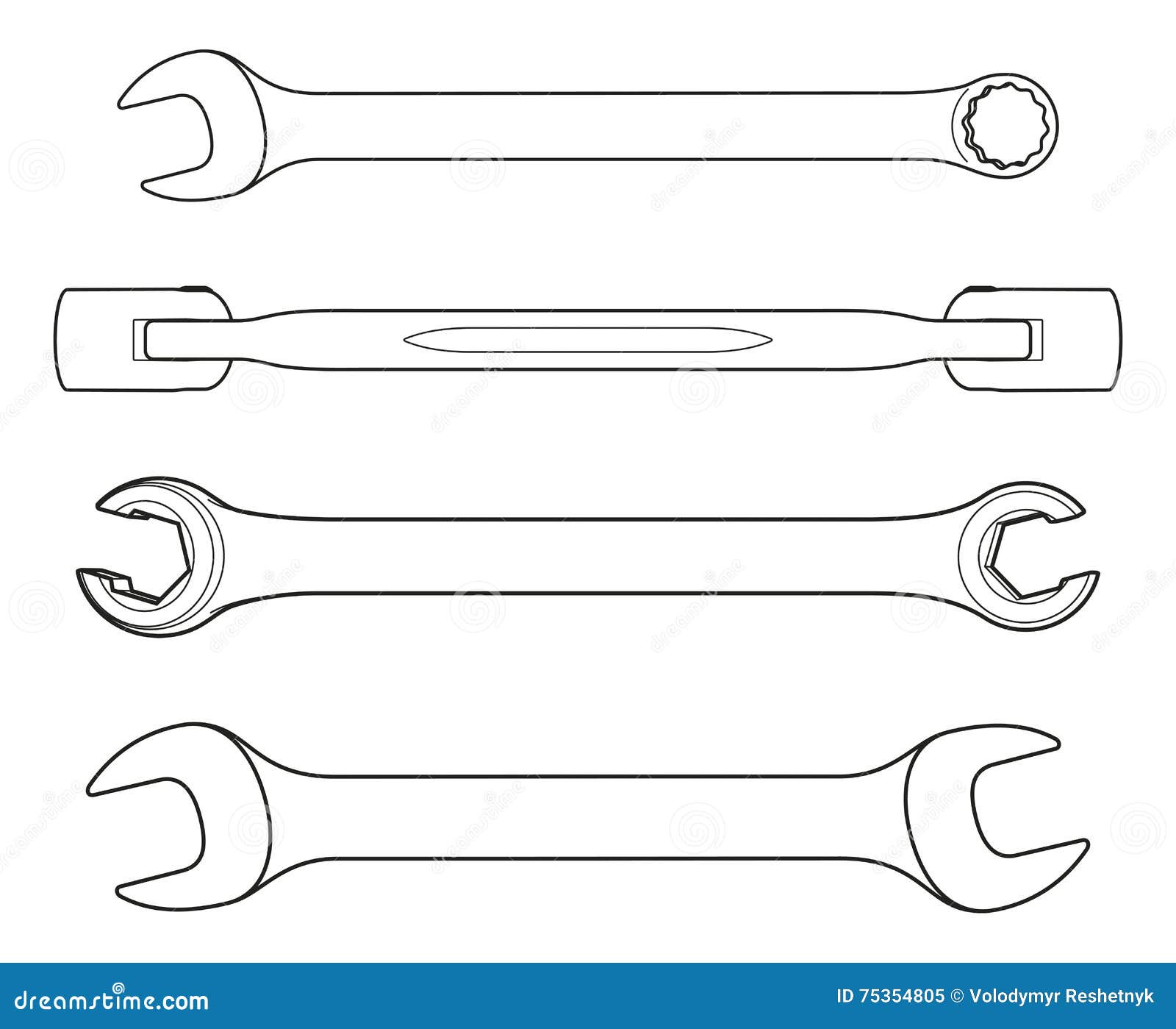 Set of Icons Spanners on White Background Stock Vector - Illustration ...