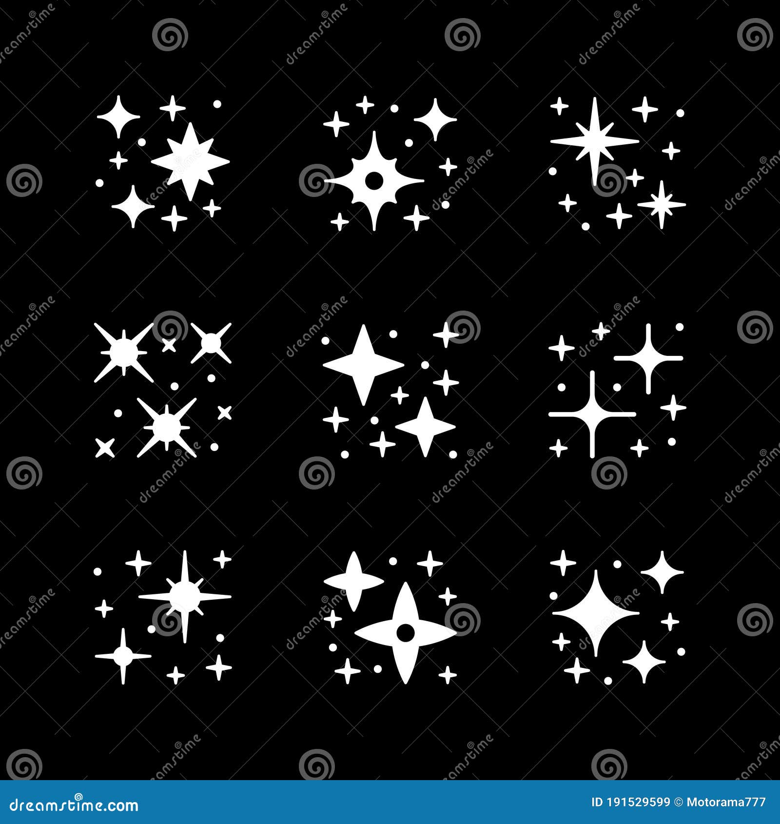 Set Icons of Sparkling and Twinkling Stock Vector - Illustration of ...
