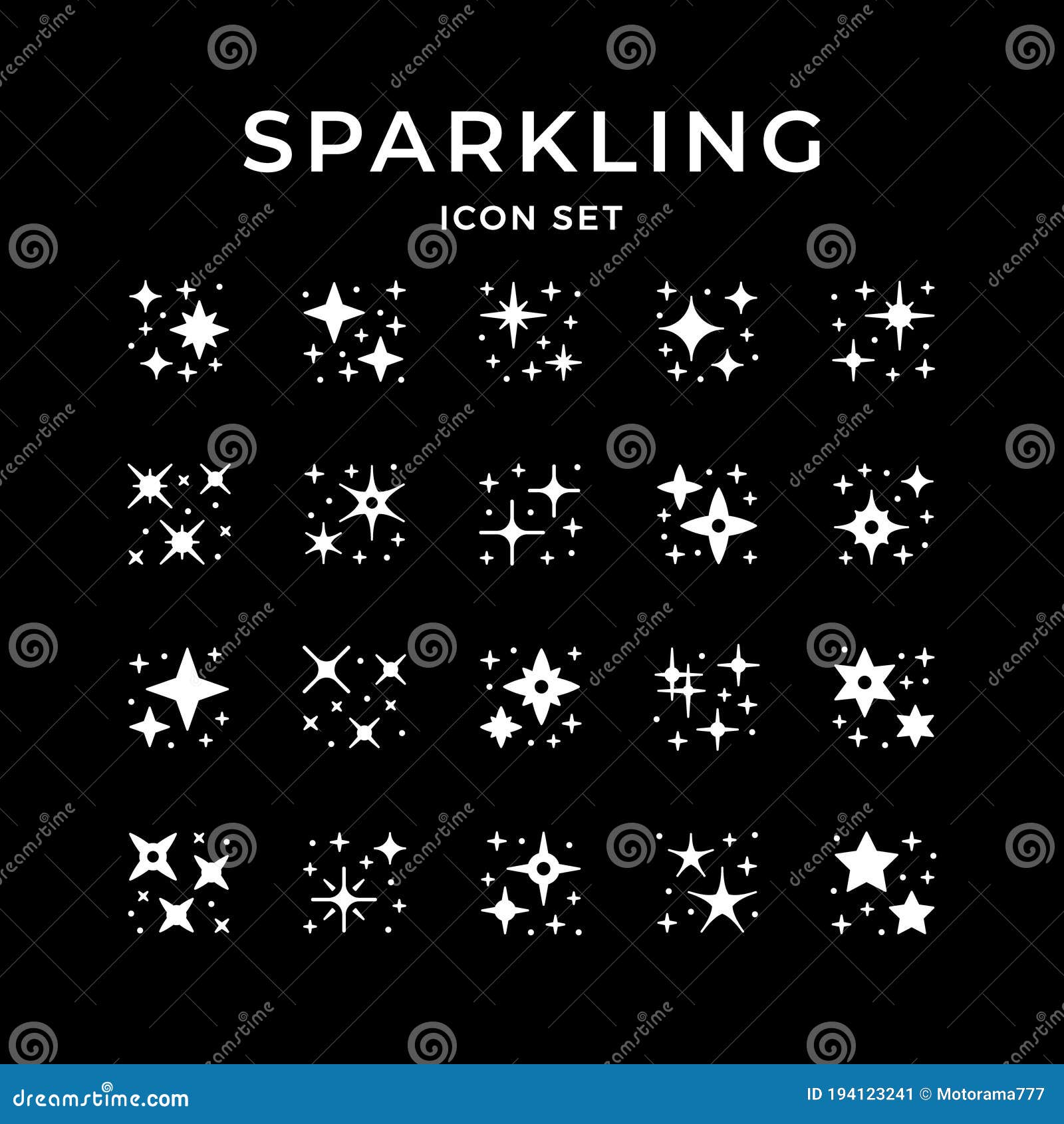Set Icons of Sparkling and Twinkling Stock Vector - Illustration of ...