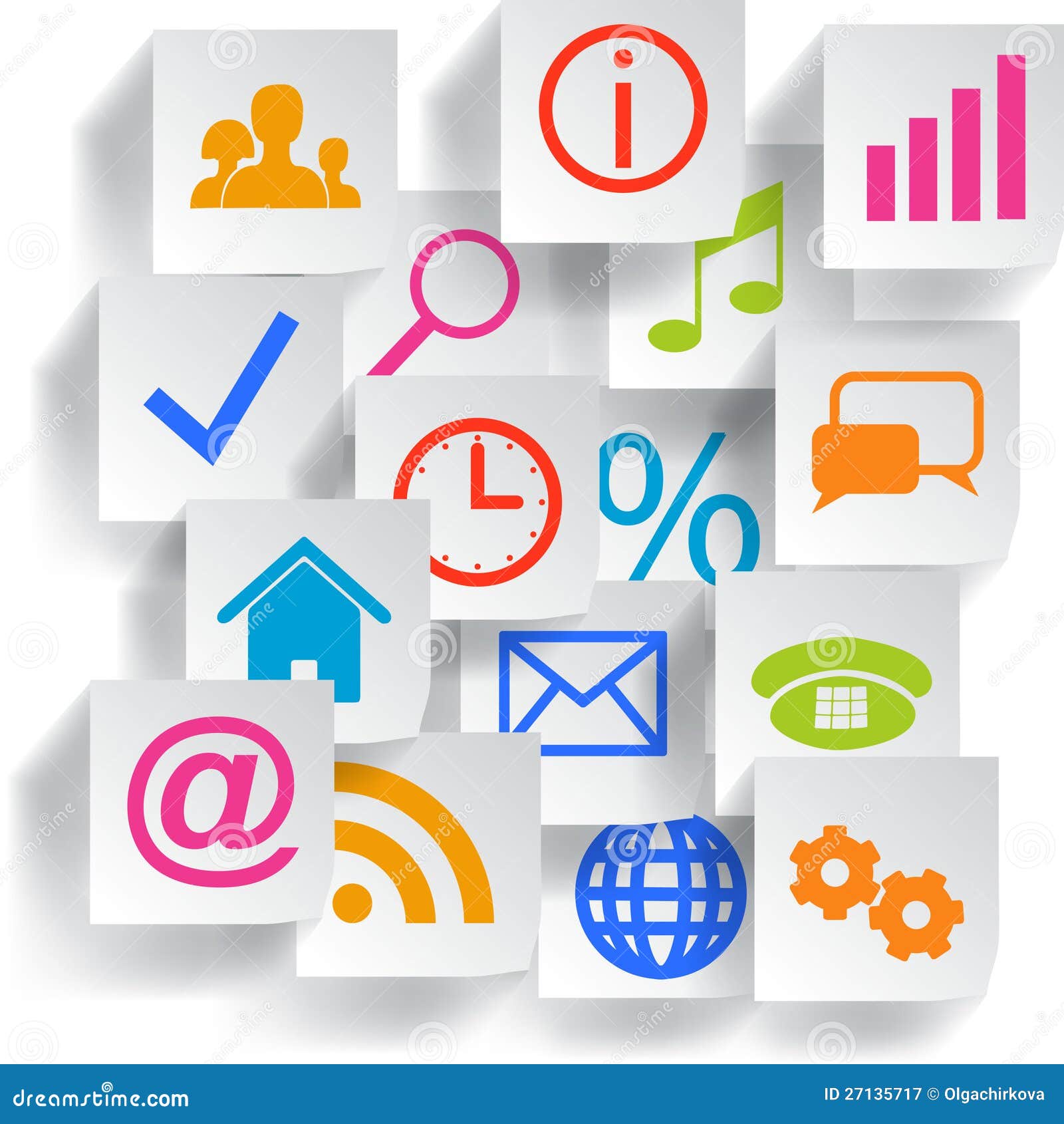 Set icons of stickers stock vector. Illustration of office - 27135717