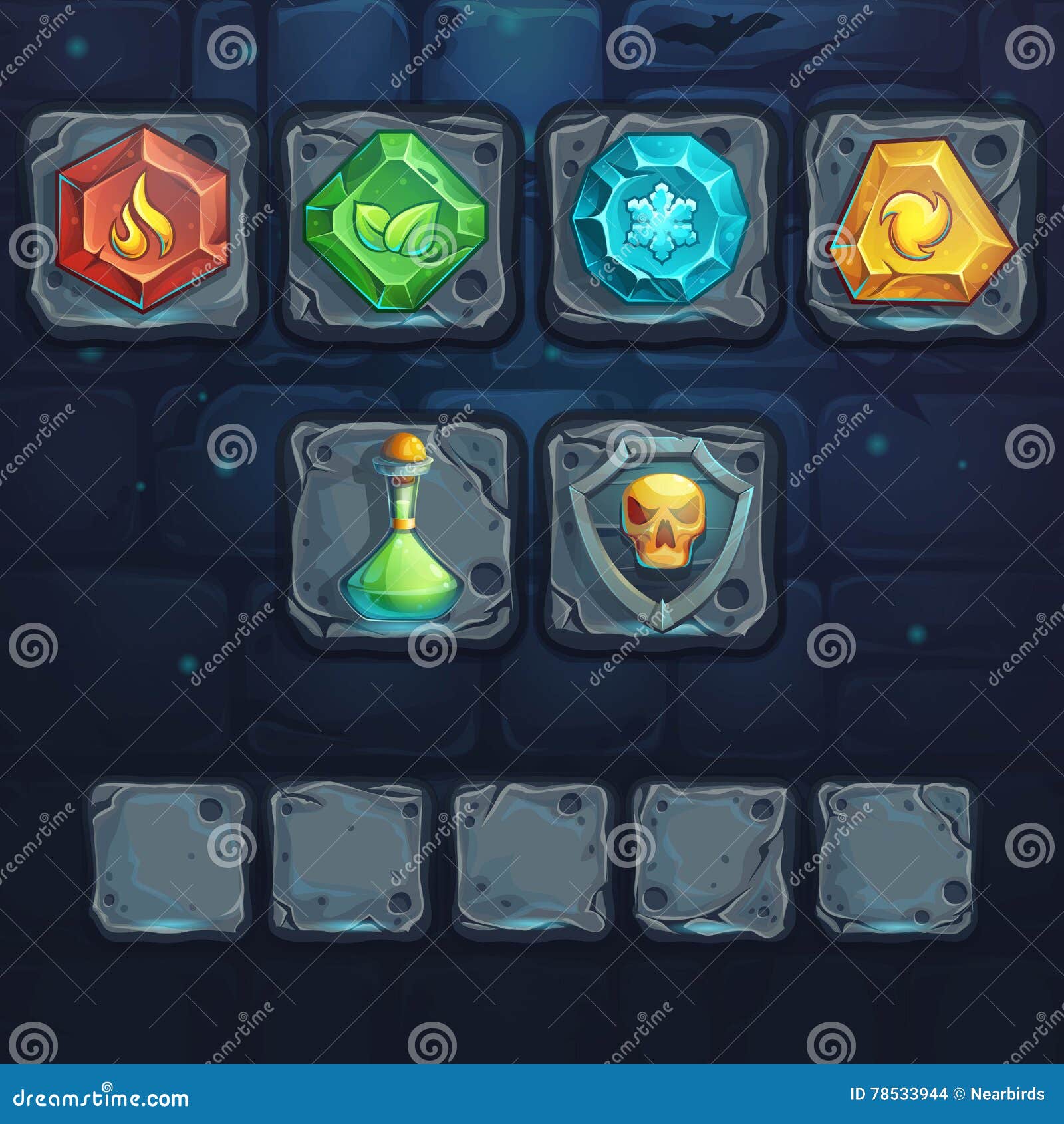 Set Icons on the Stone Buttons Stock Vector - Illustration of cork ...