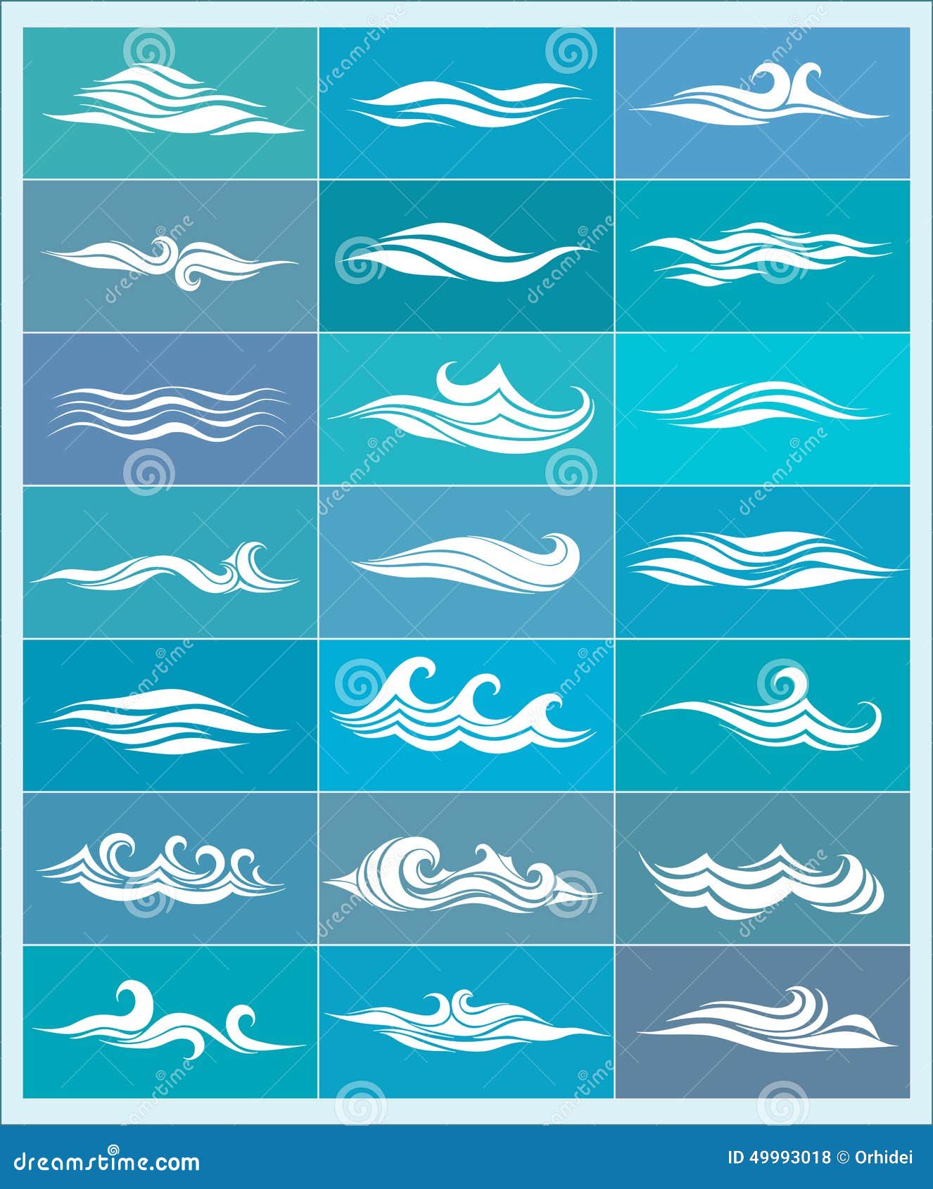 Set icons, stylized waves stock vector. Illustration of design - 49993018