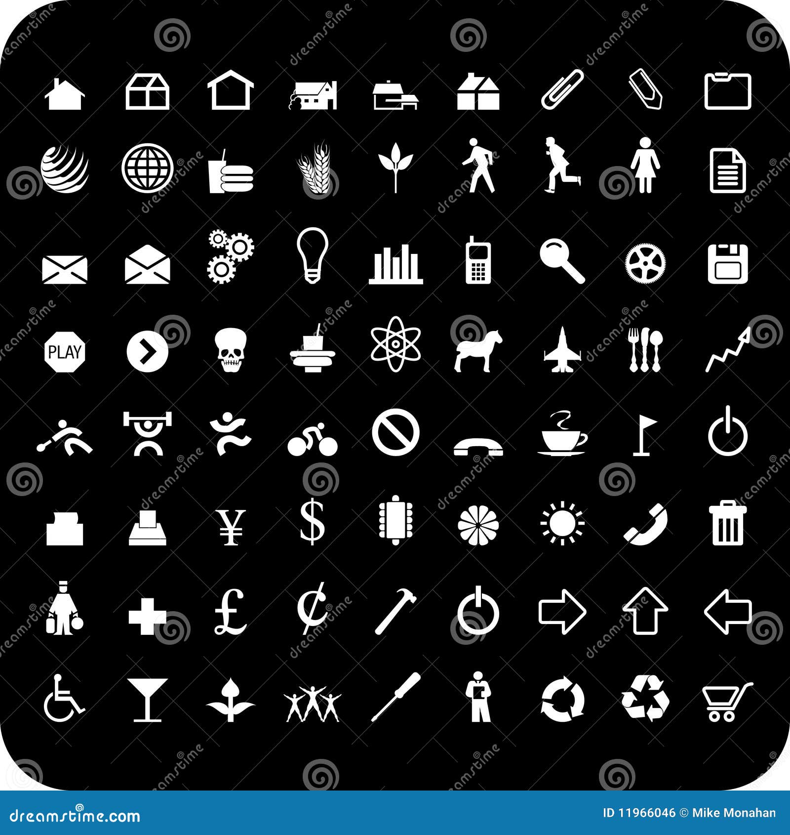 Set of icons or symbols stock vector. Illustration of symbol - 11966046