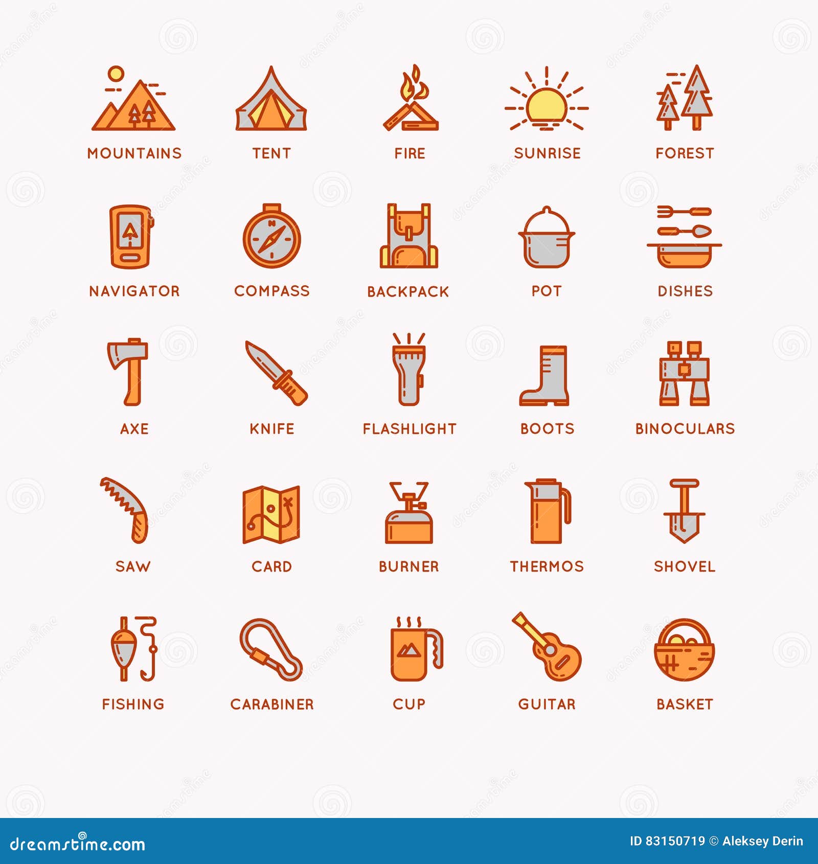 Set of Icons and Symbols for Camping and Hiking. Stock Vector ...
