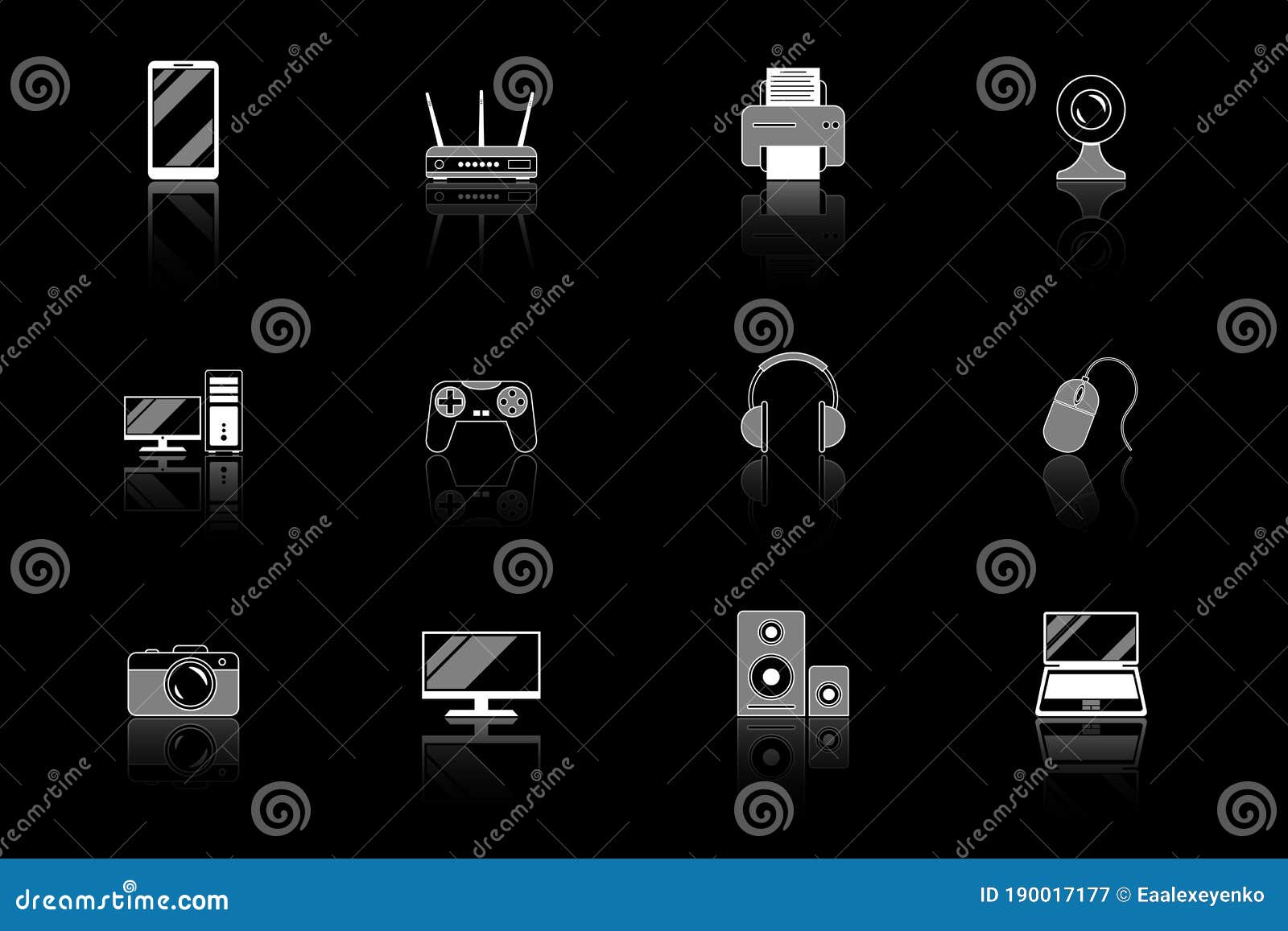 Set of 12 Icons, Symbols and Images of Digital and Computer Technology ...
