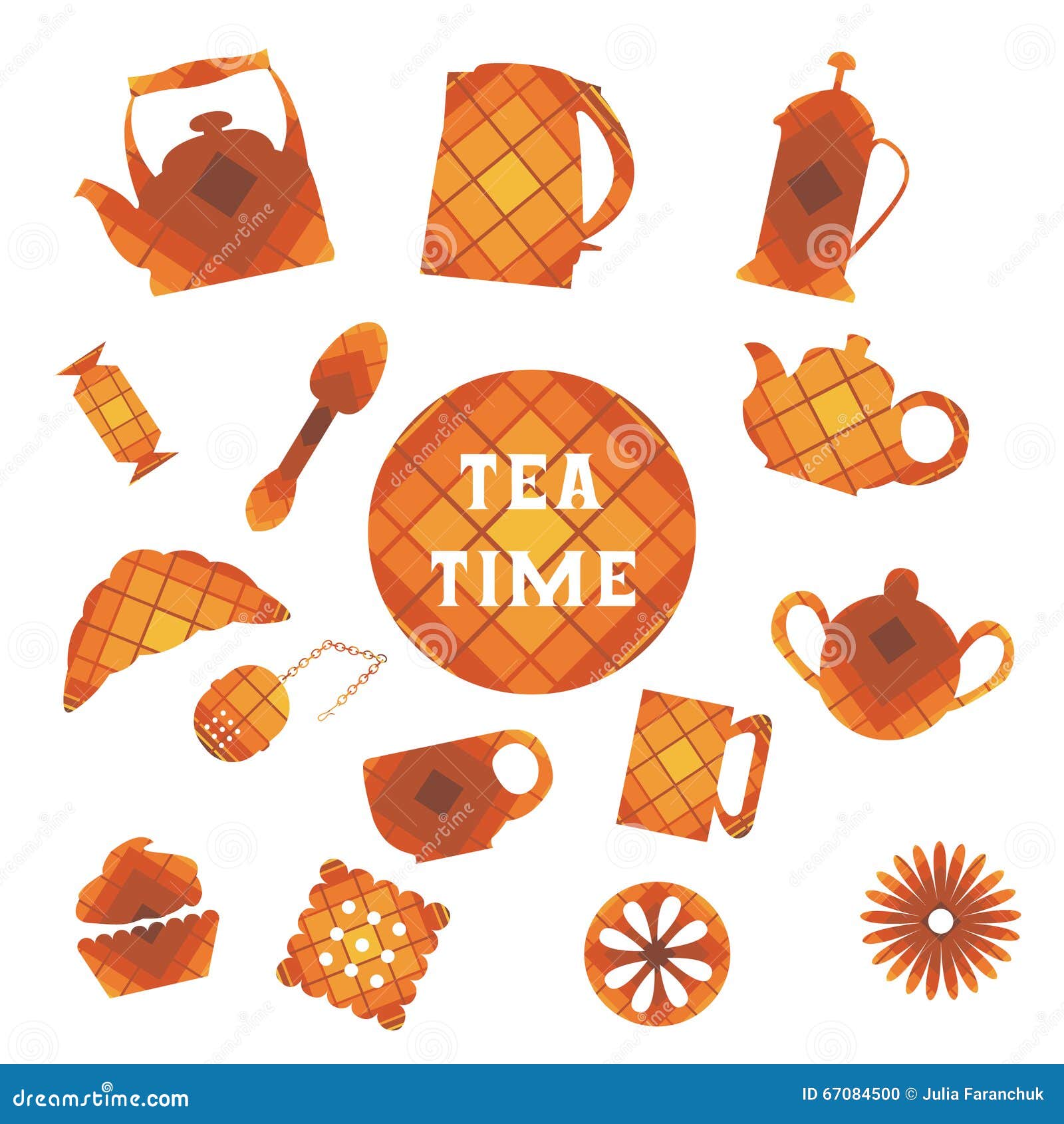 Set of 16 Icons. Tea Time. in Square Stock Vector - Illustration of ...