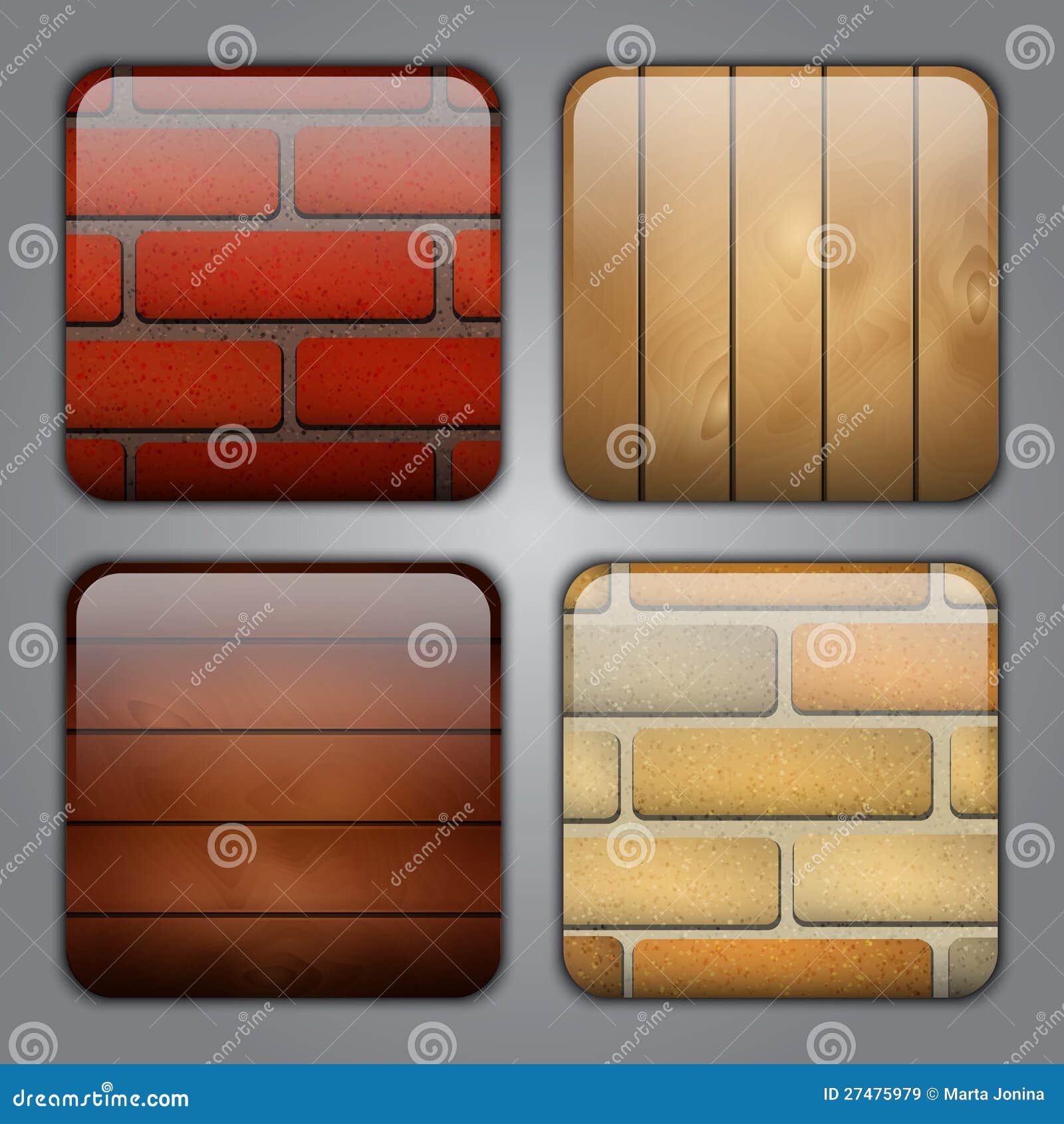 Set of icons with textures stock vector. Illustration of built - 27475979