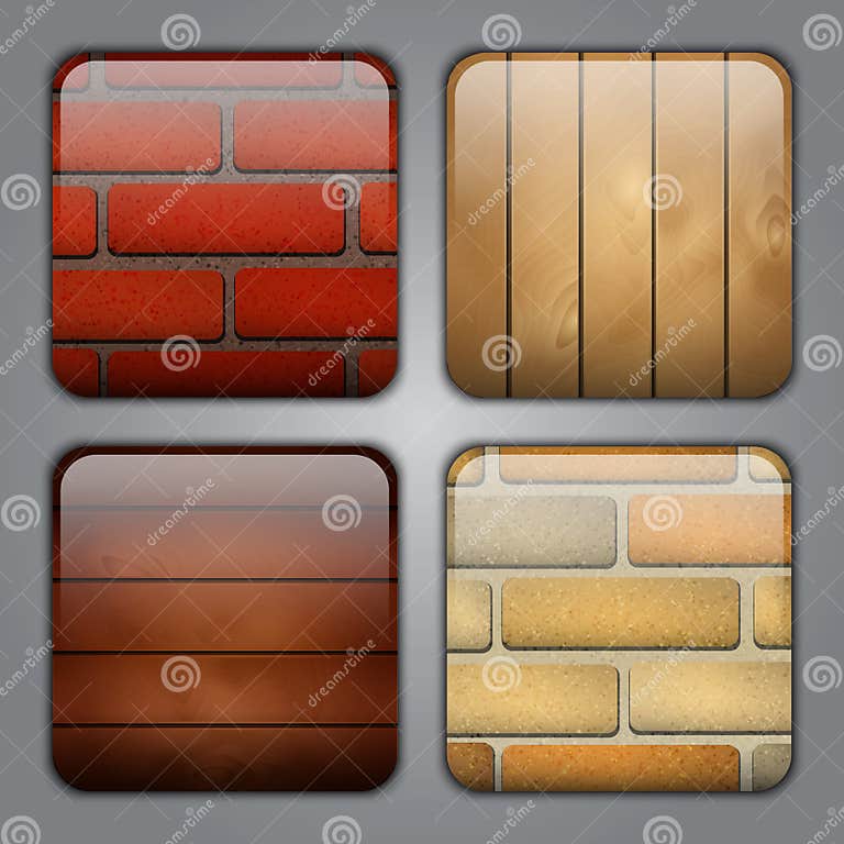 Set of icons with textures stock vector. Illustration of built - 27475979