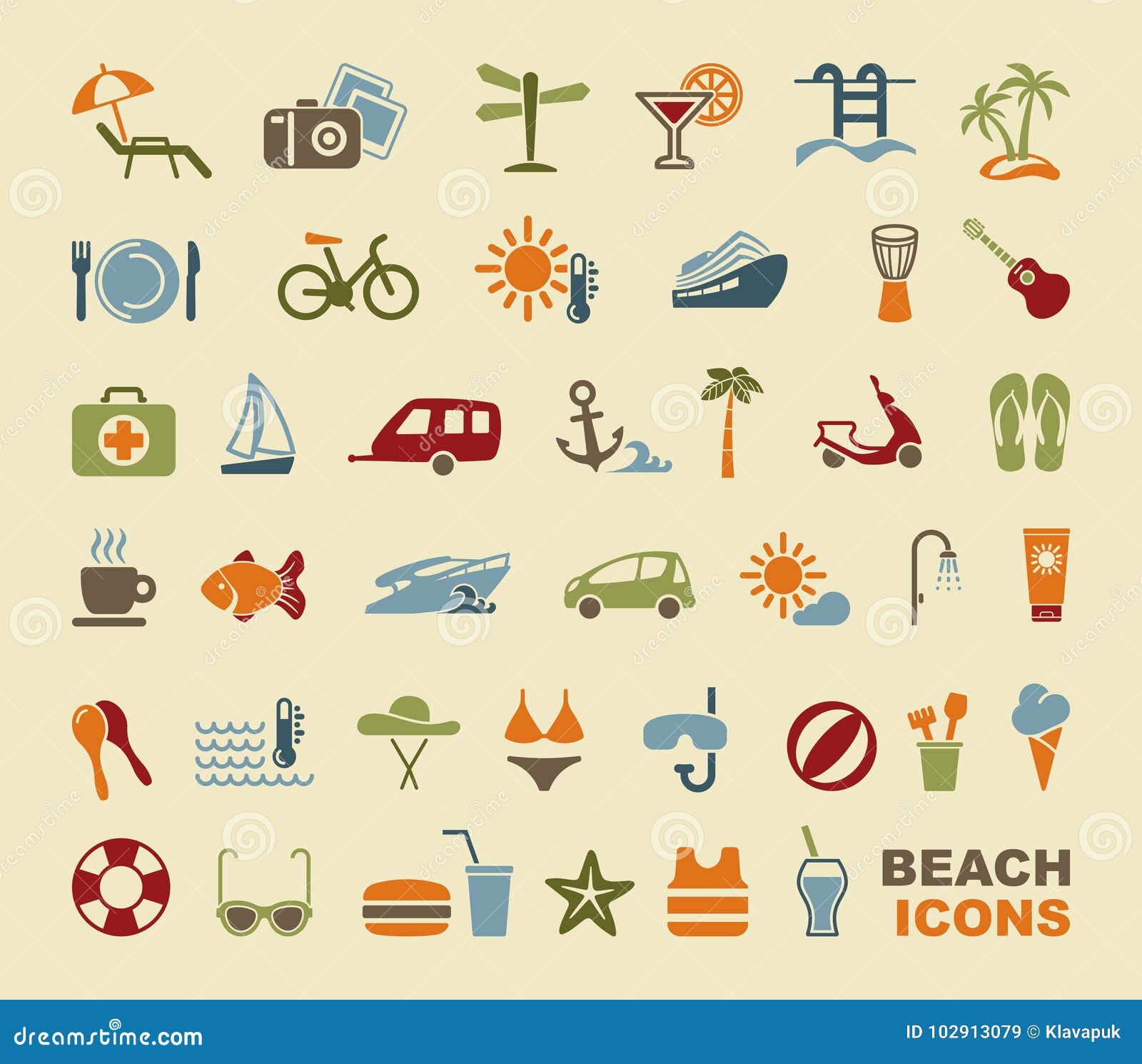 Beach Icons. Vector Illustration Stock Vector - Illustration of juice ... Beach Icons. Vector Illustration Stock Vector - Illustration of juice ...