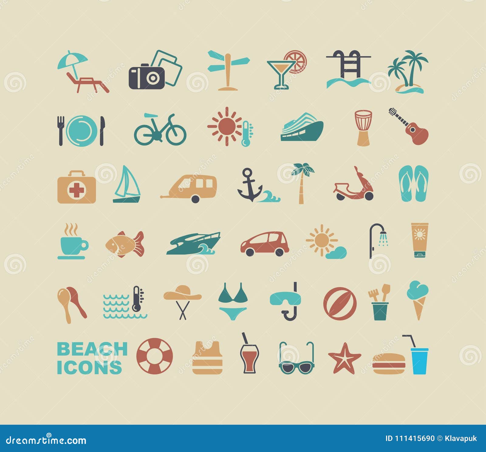 Beach Icons. Vector Illustration Stock Vector - Illustration of sand ... Beach Icons. Vector Illustration Stock Vector - Illustration of sand ...