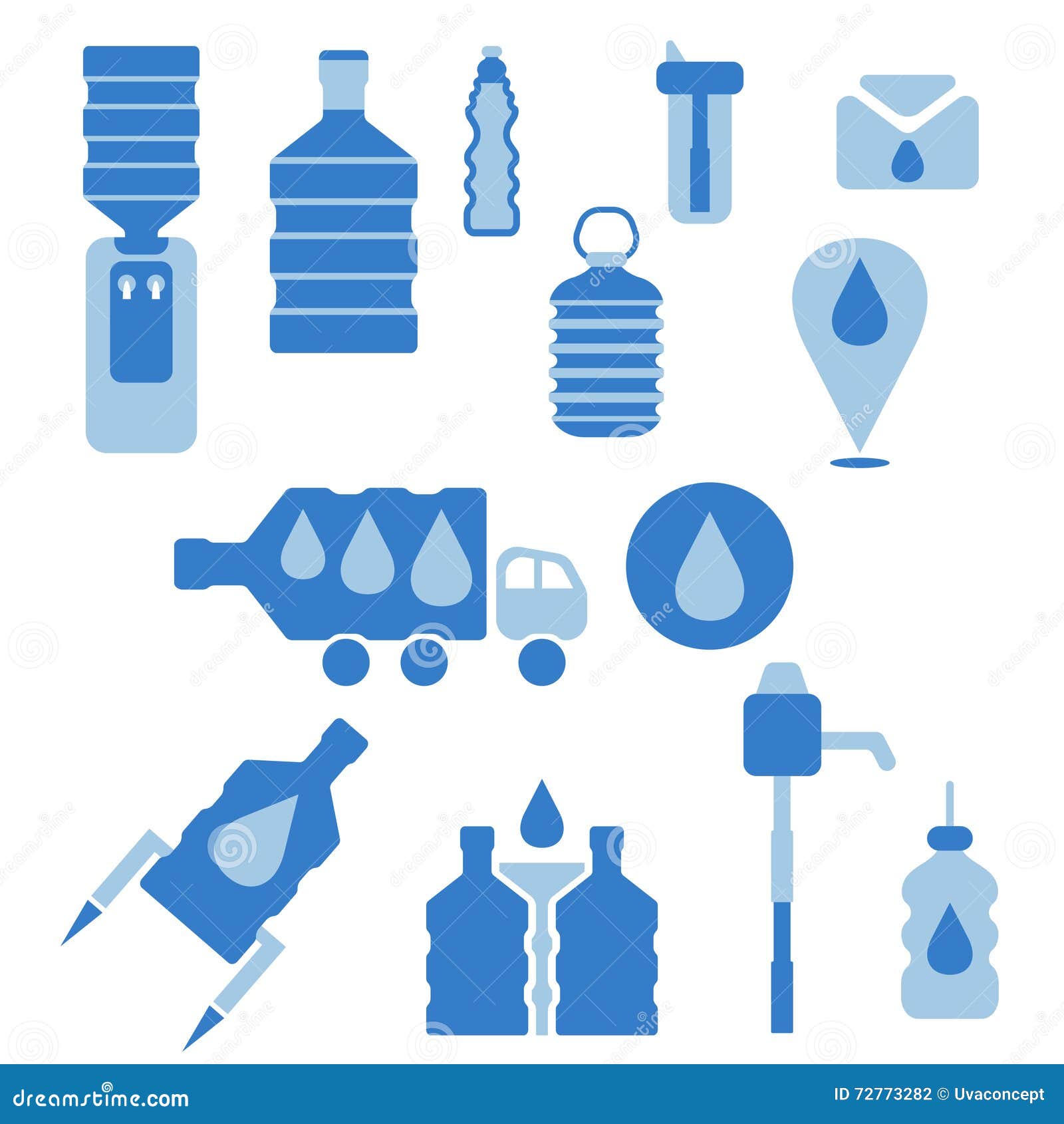 Set of Icons for Theme Bottled Water Design. Vector Stock Vector ...