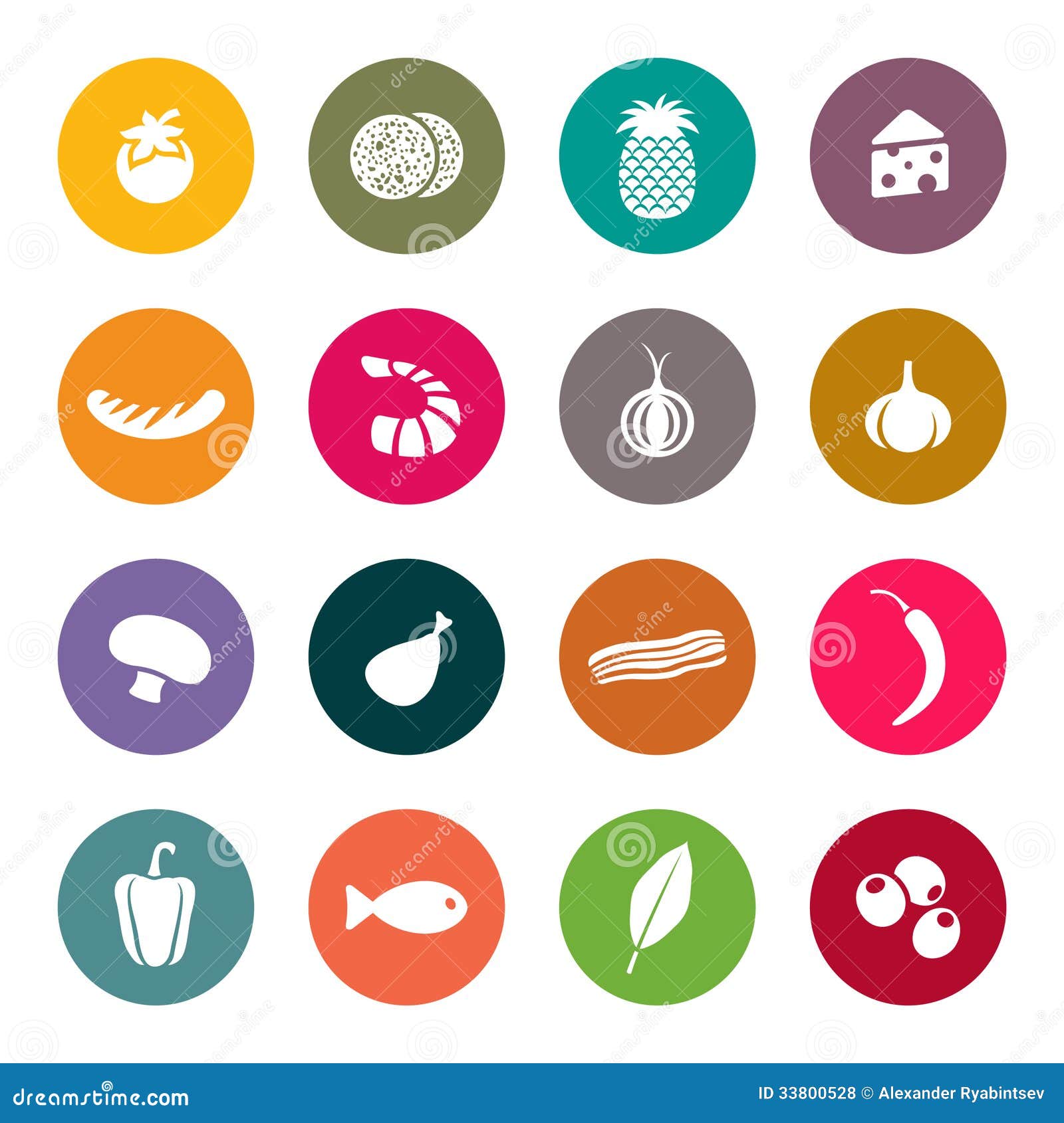 Set of Icons on a Theme Food Stock Illustration - Illustration of ...