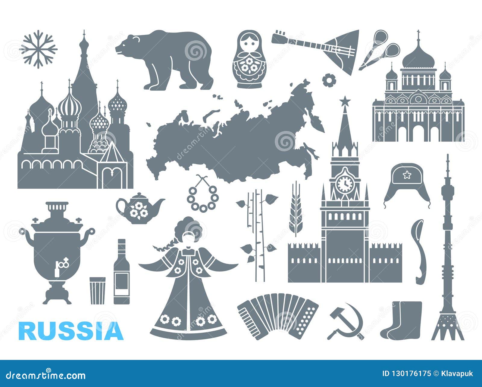 Set of Icons on the Theme of Russia Stock Vector - Illustration of ...