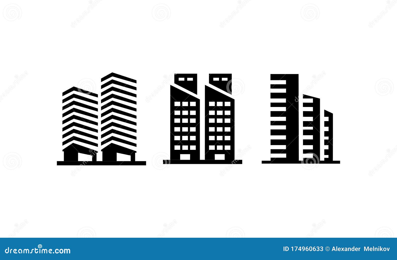 Set of Icons Three Tall Buildings. Vector Illustration Eps 10 Stock ...