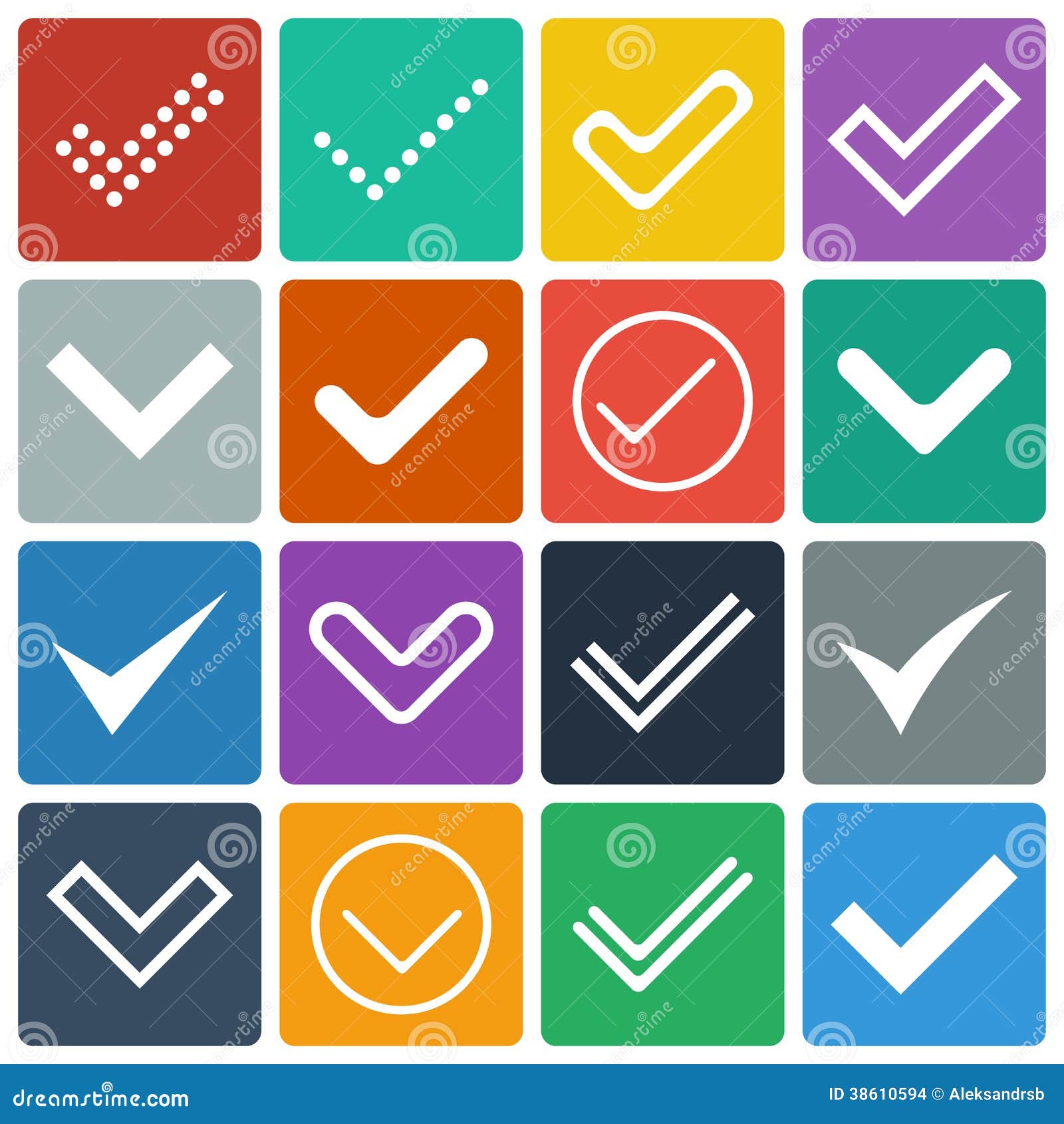 Set of Icons, Ticks, Check Marks Stock Illustration - Illustration of ...