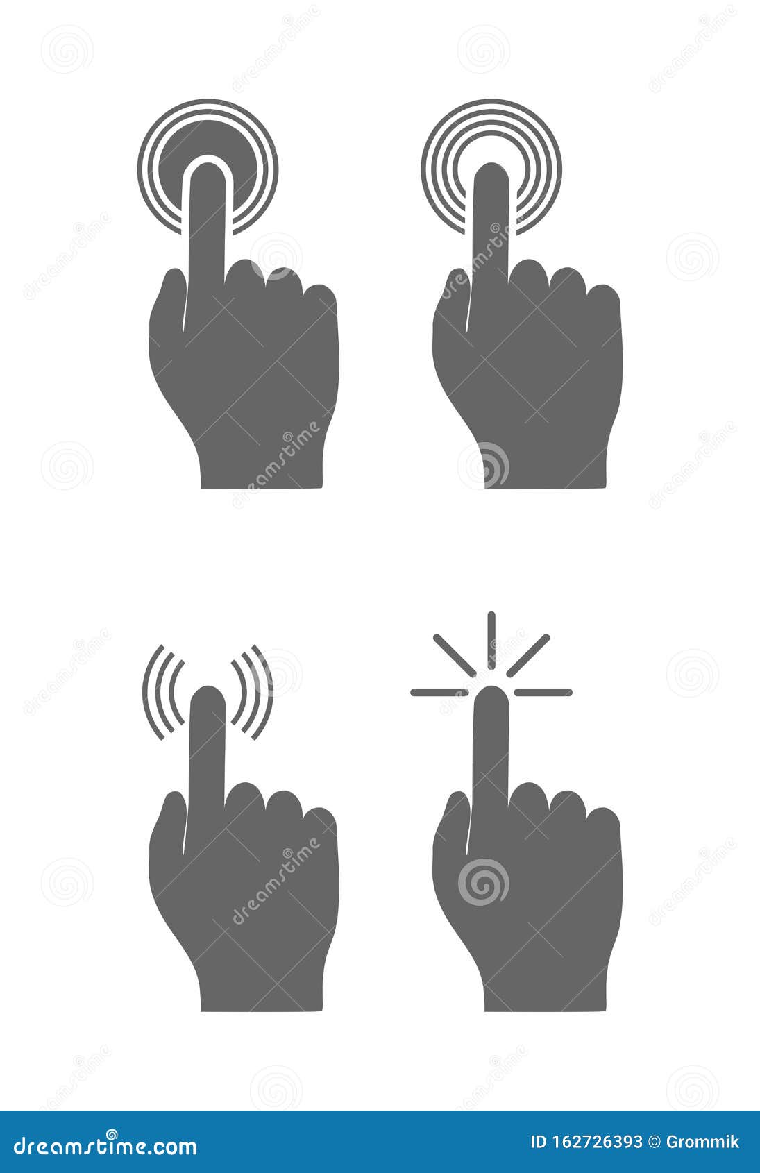 Set of Icons. Touch Buttons with Your Finger Stock Vector ...