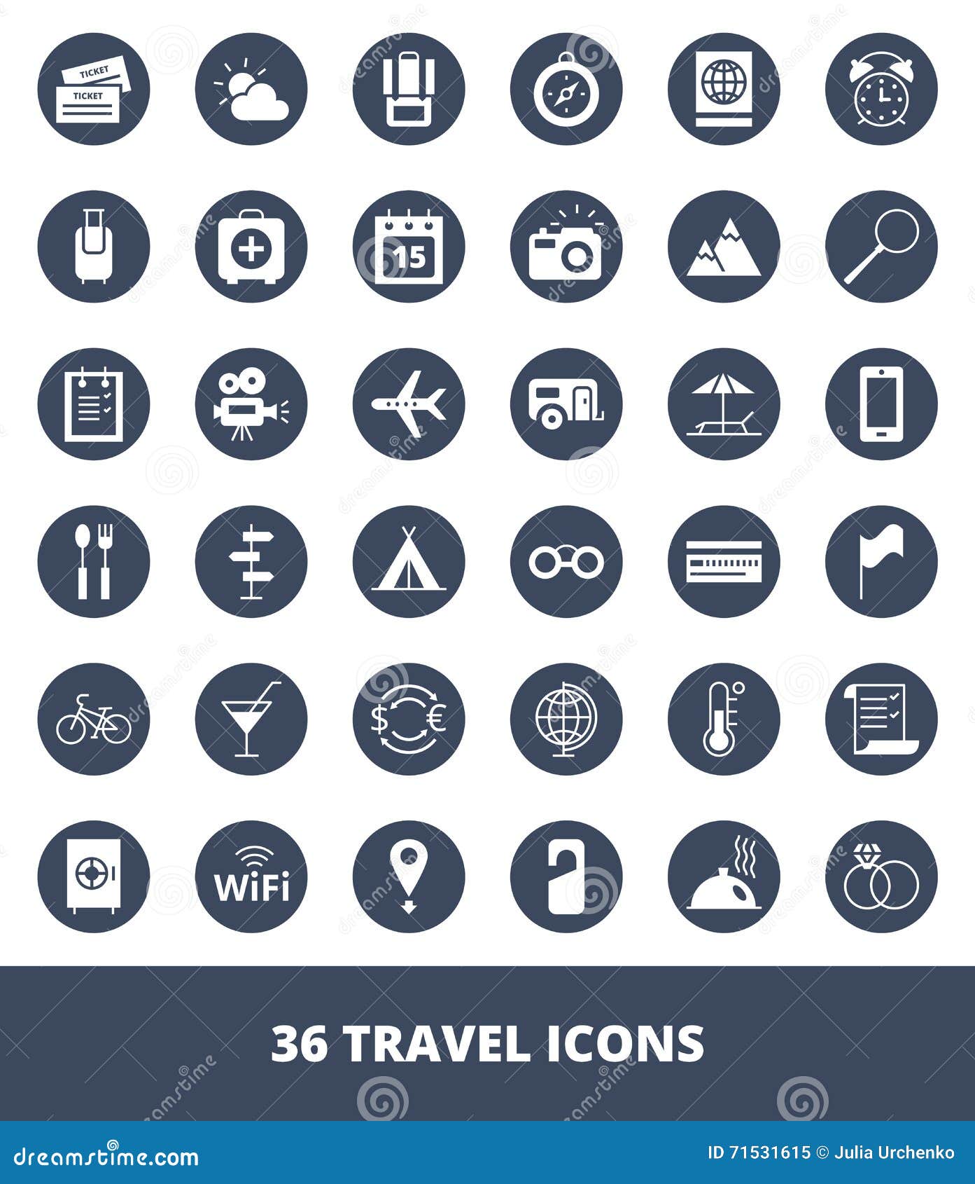 Set of Icons Travel and Tourism Stock Vector - Illustration of ticket ...