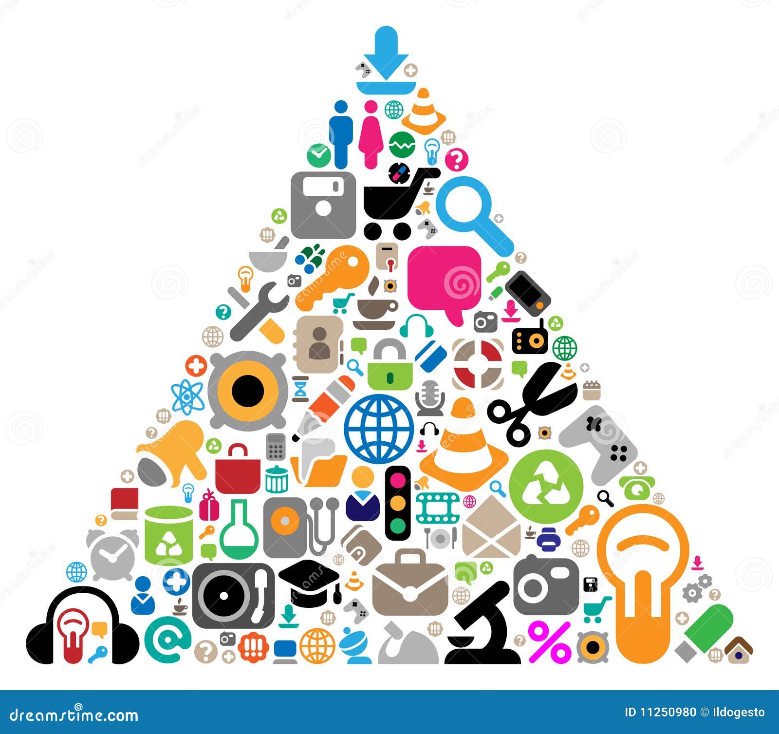 Set of Icons in Triangle Shape Stock Vector - Illustration of audio ...