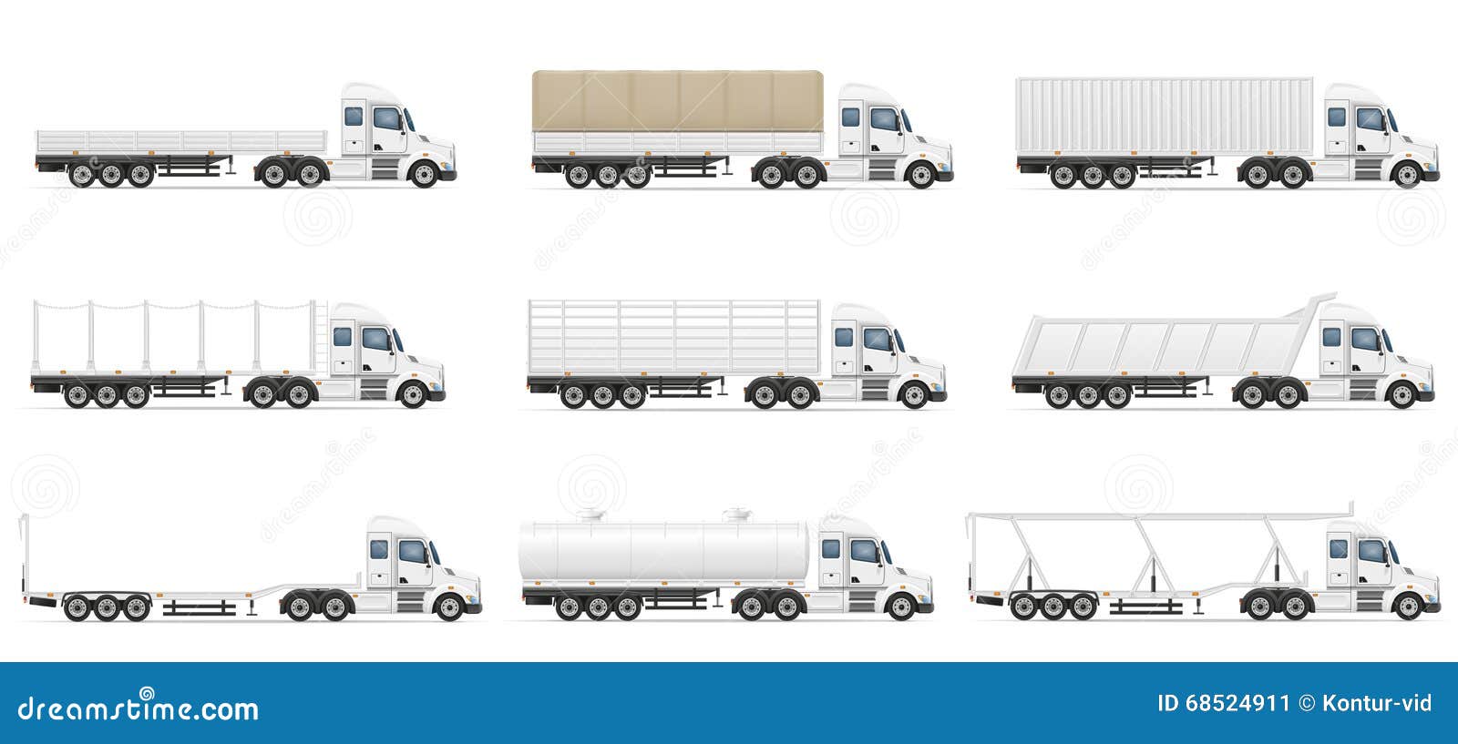 Set Icons Trucks Semi Trailer Vector Illustration | CartoonDealer.com ...