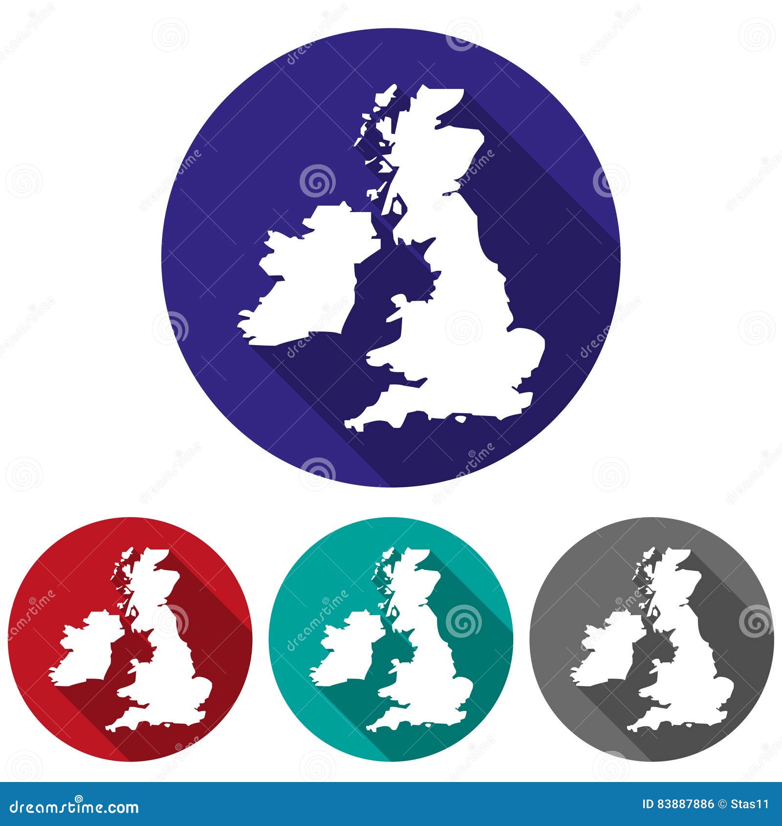 Set of Icons UK Map in a Flat Design Stock Illustration - Illustration ...