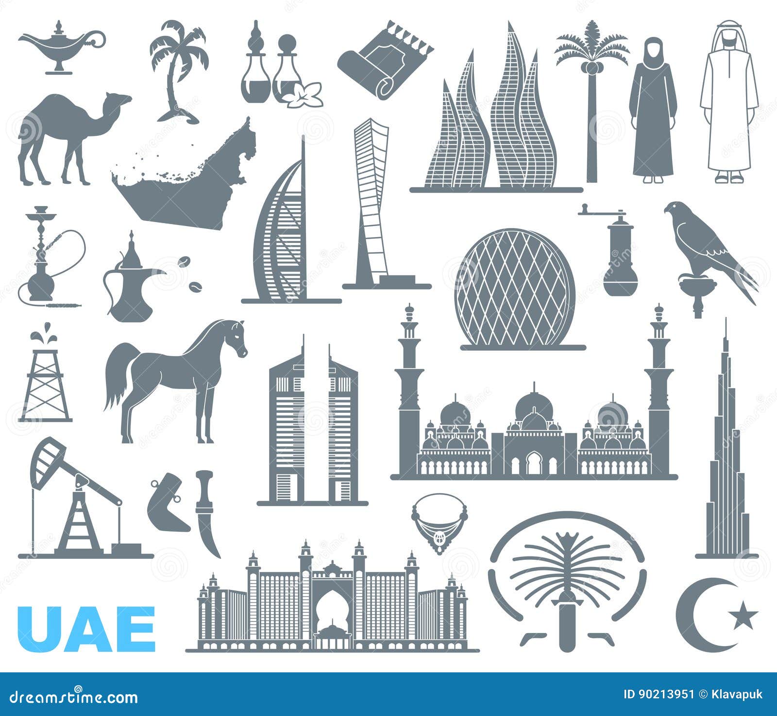 Set of Icons United Arab Emirates Stock Vector - Illustration of arabic ...