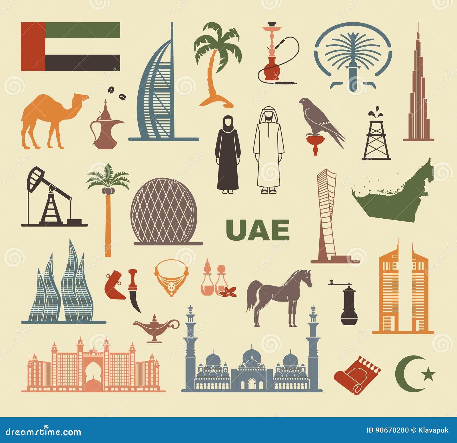 Set of Icons United Arab Emirates Stock Vector - Illustration of sail ...