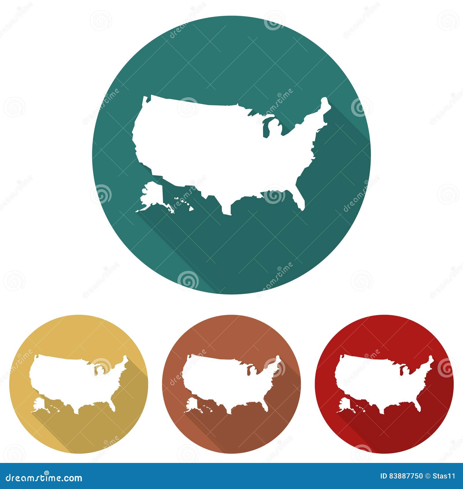 Set of Icons USA Map in a Flat Design Stock Illustration - Illustration ...