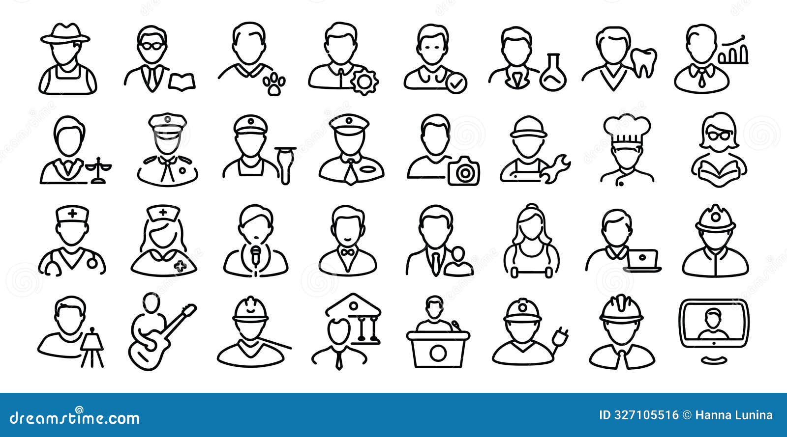 Set of Icons of Various Professions. Vector Illustration. Stock Vector ...