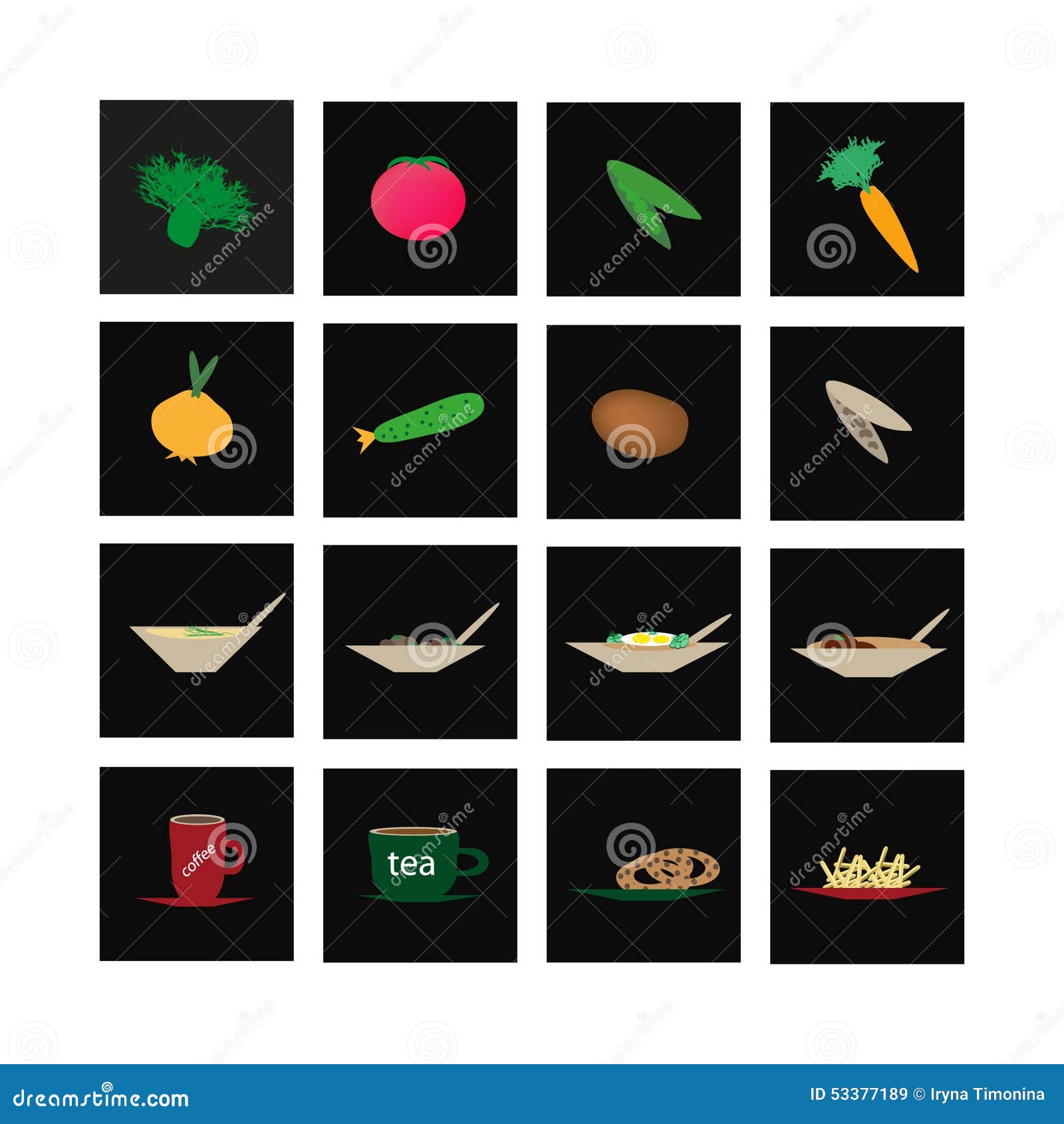 Set of Icons of Vegetables and Culinary Stock Vector - Illustration of ...