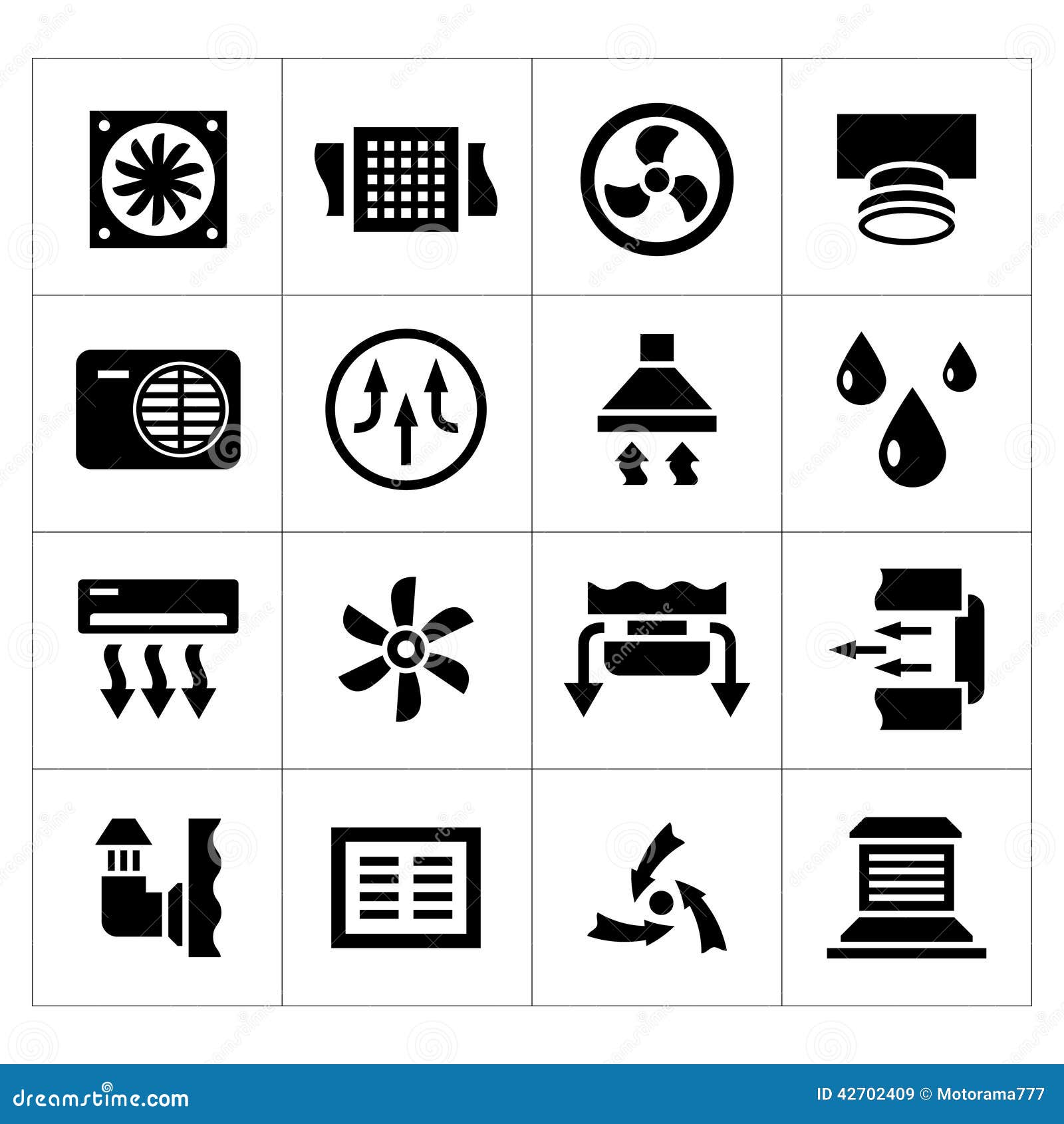 Set Icons of Ventilation and Conditioning Stock Vector - Illustration ...